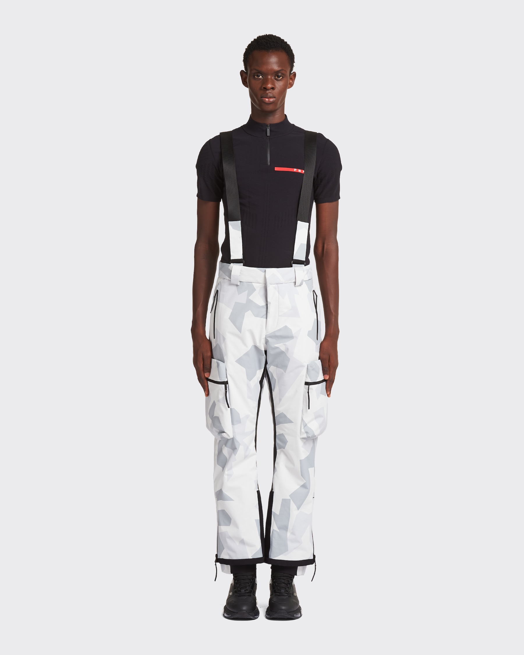 Marble Gray Printed Technical Fabric Ski Pants | PRADA