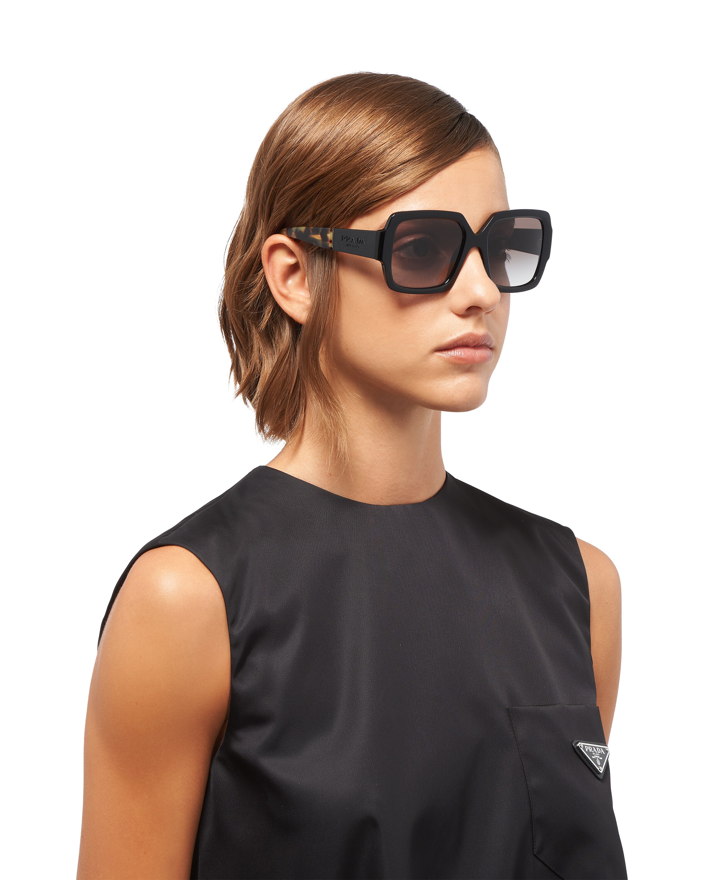 Óculos de sol Prada Eyewear Collection Lentes Cinzas Antracito ...
