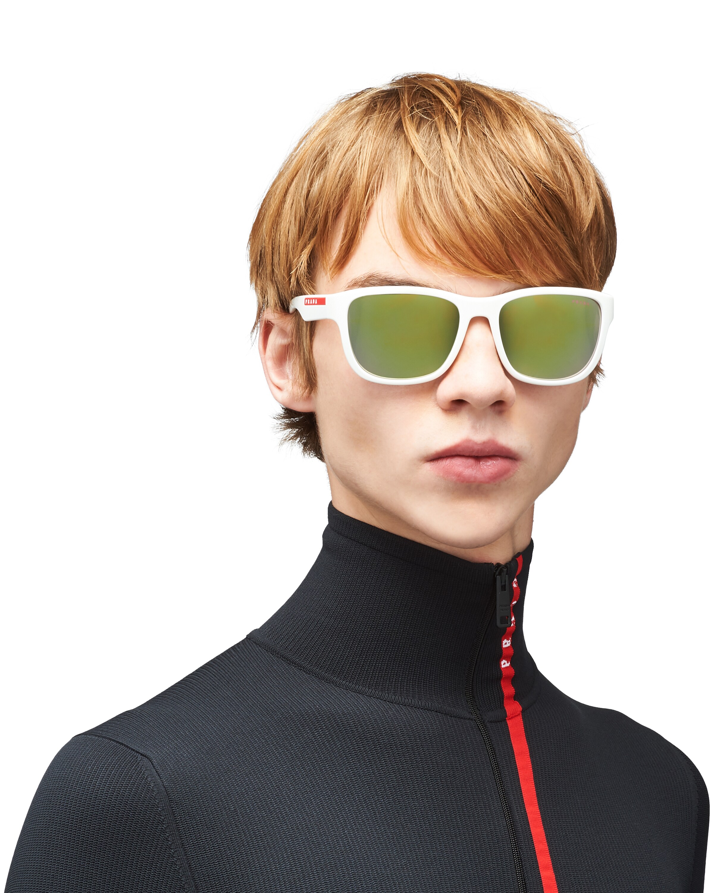 Mirrorfinish Green Lenses Prada Linea Rossa Flask Sunglasses Prada