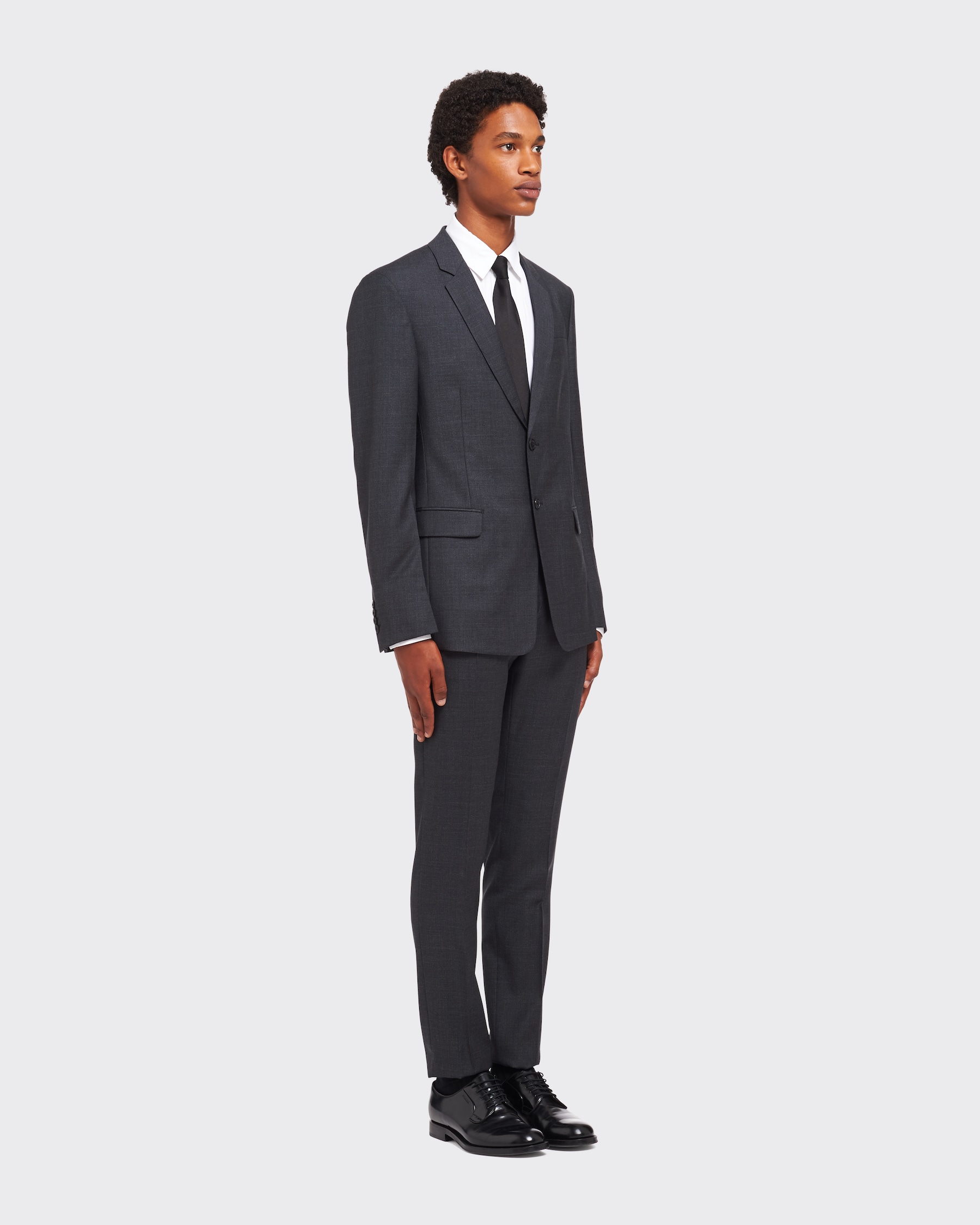 Anthracite Gray Single-breasted Wool Suit | PRADA