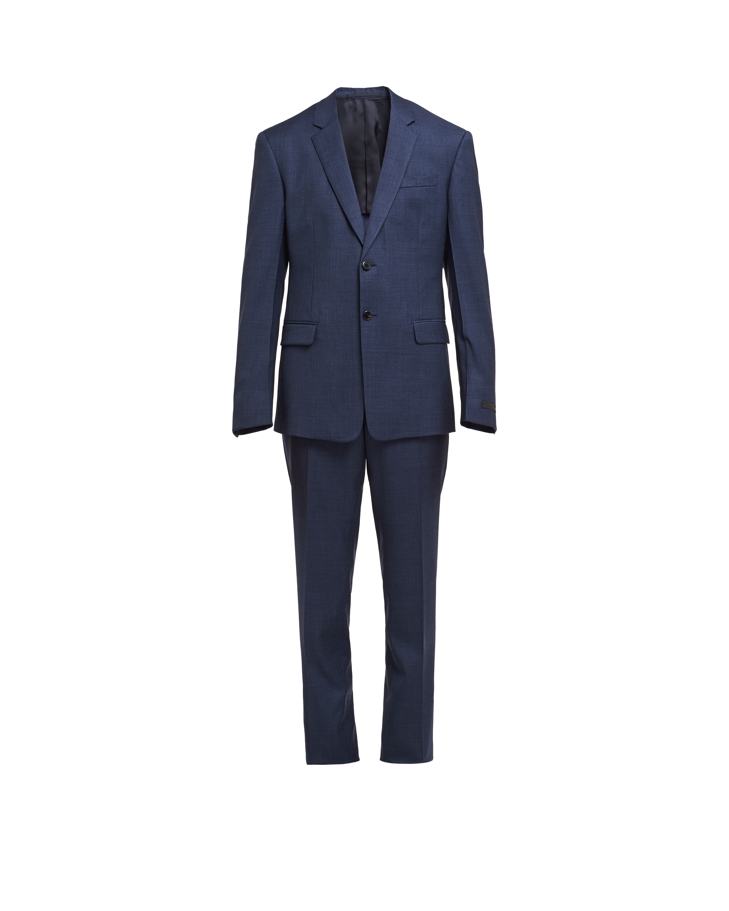 Aviation Blue Single-breasted checked wool suit | Prada