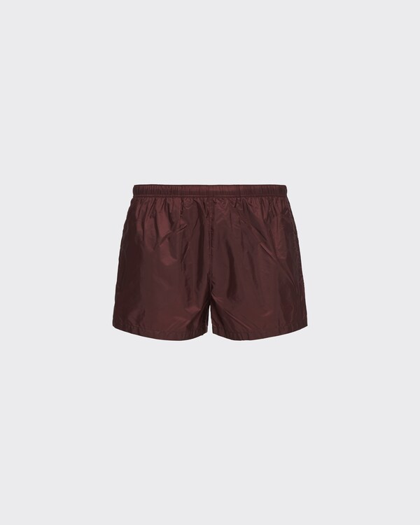 Burgundy Nylon Swim Trunks | PRADA