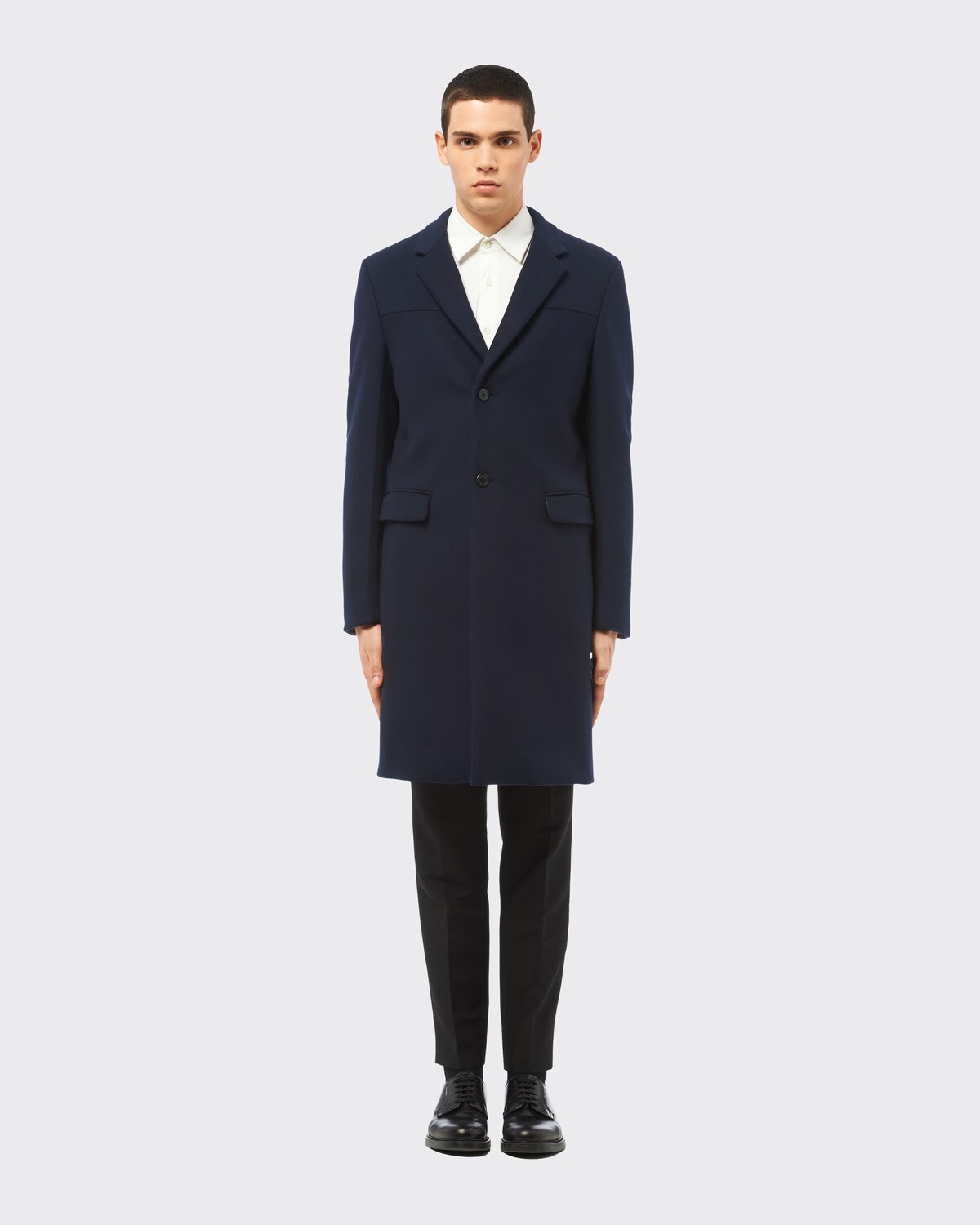 Navy Stretch Cloth Coat | PRADA