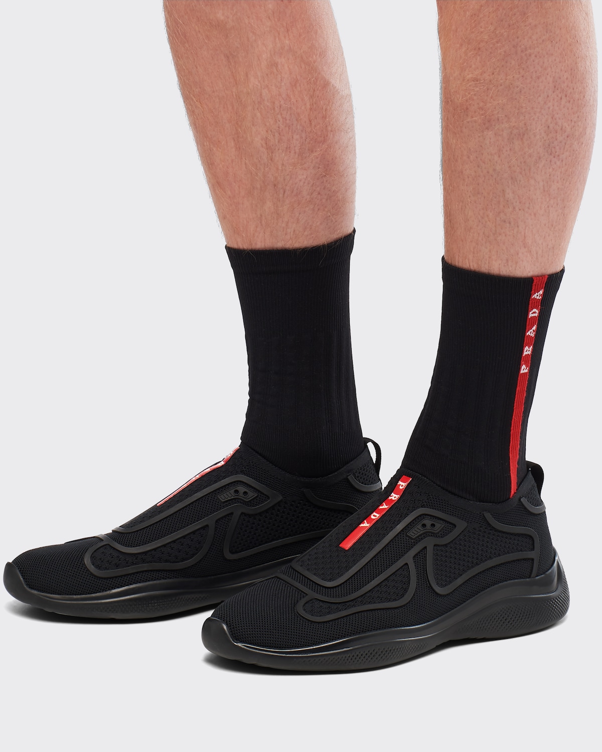 Black Re-nylon Knit Socks | PRADA