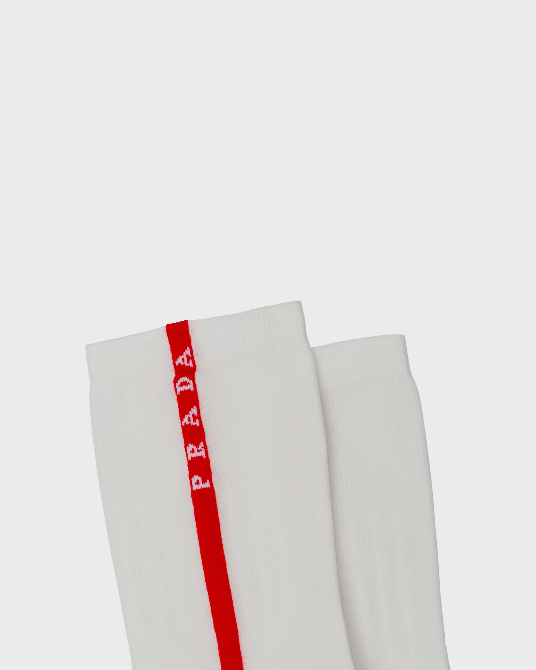 White Nylon Knit Socks | PRADA