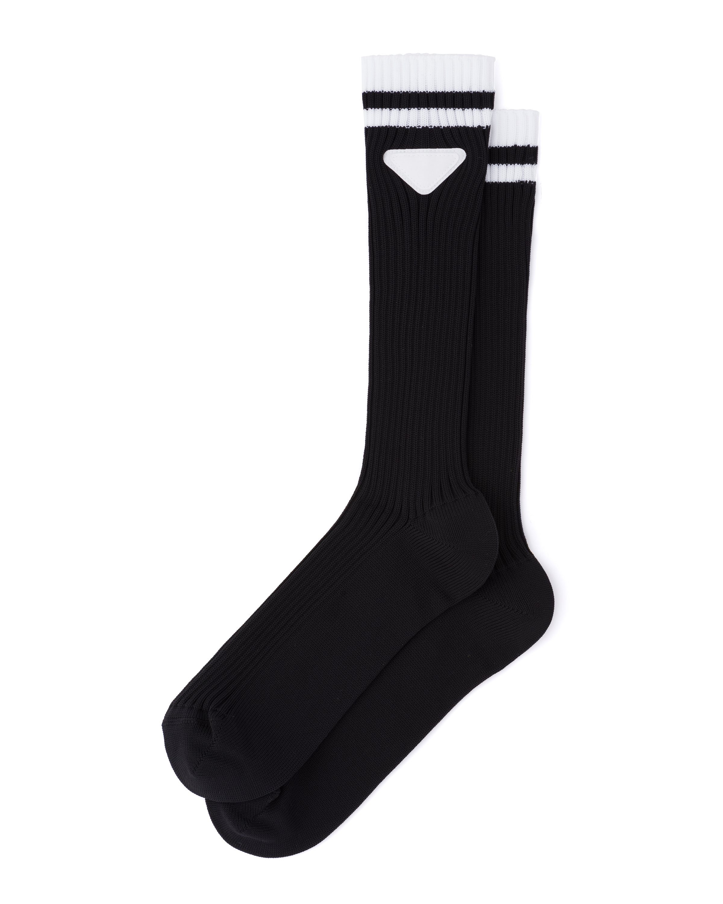 Black/white Technical fabric ankle socks | Prada