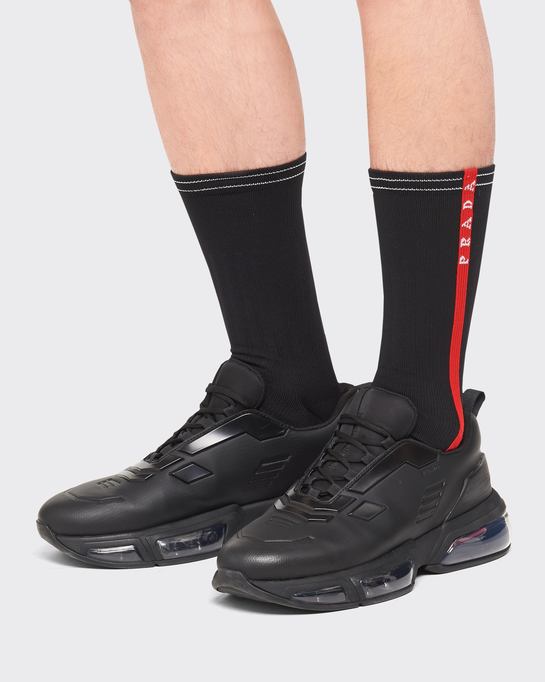 Black Technical Yarn Ankle Socks | PRADA