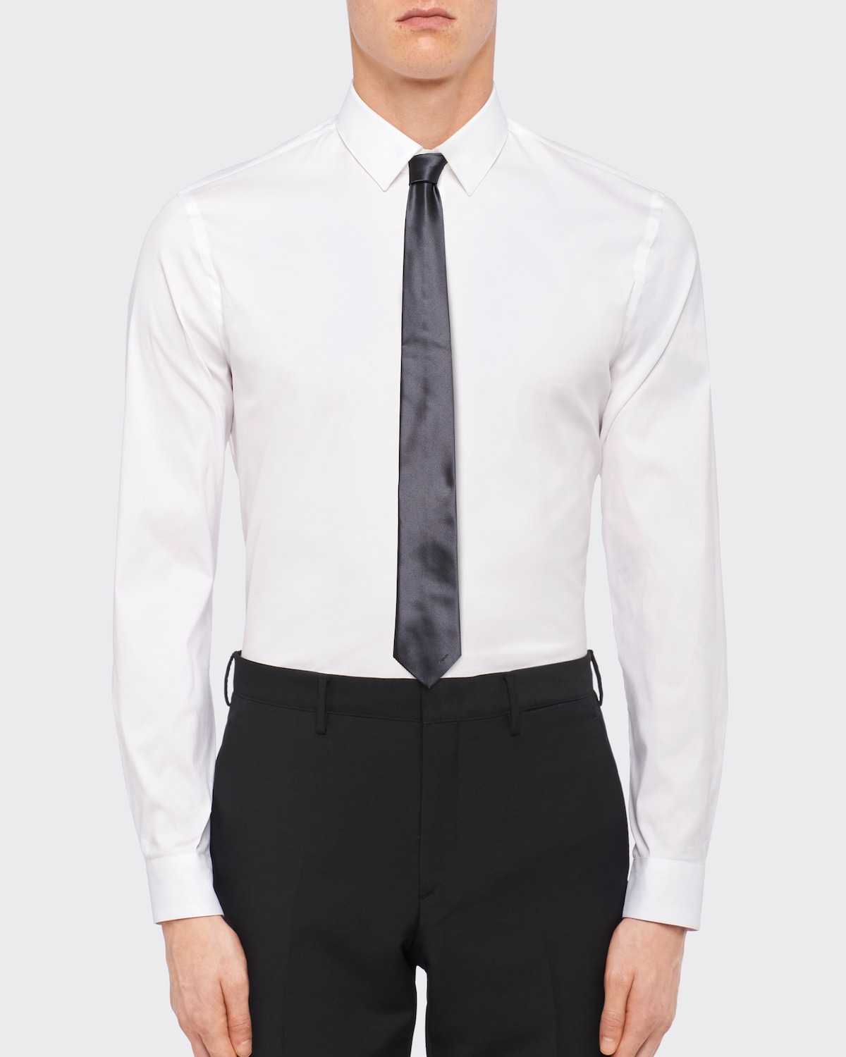 Smoky Gray Satin Tie | PRADA