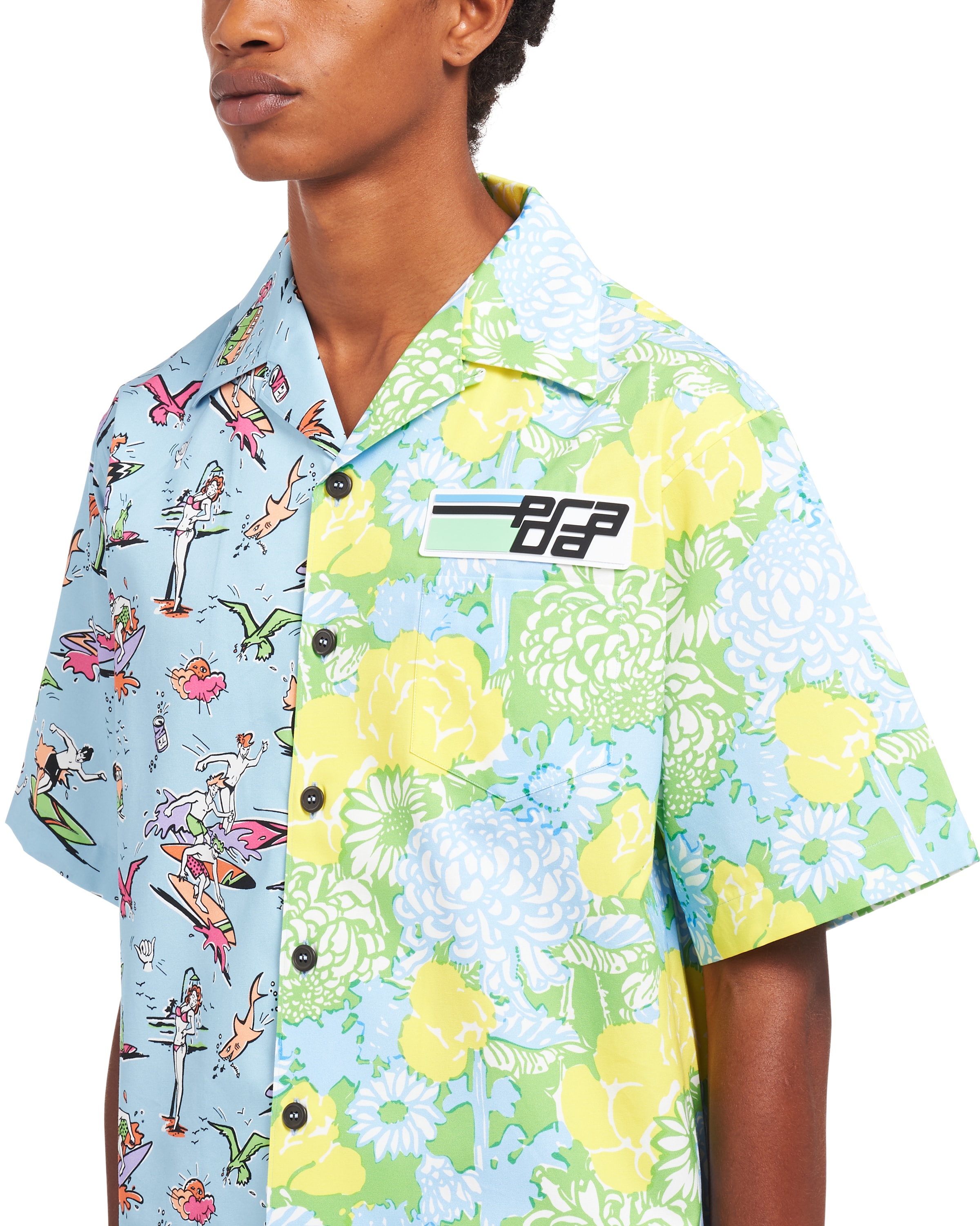 Aqua/light Blue Double Match heavy cotton shirt | Prada