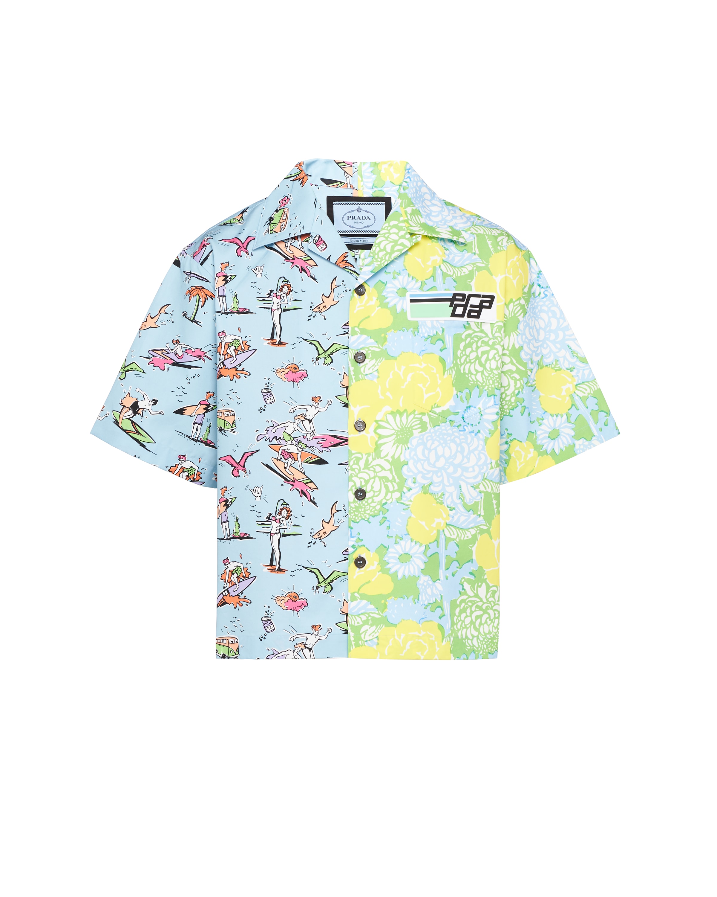 Aqua/light Blue Double Match heavy cotton shirt | Prada