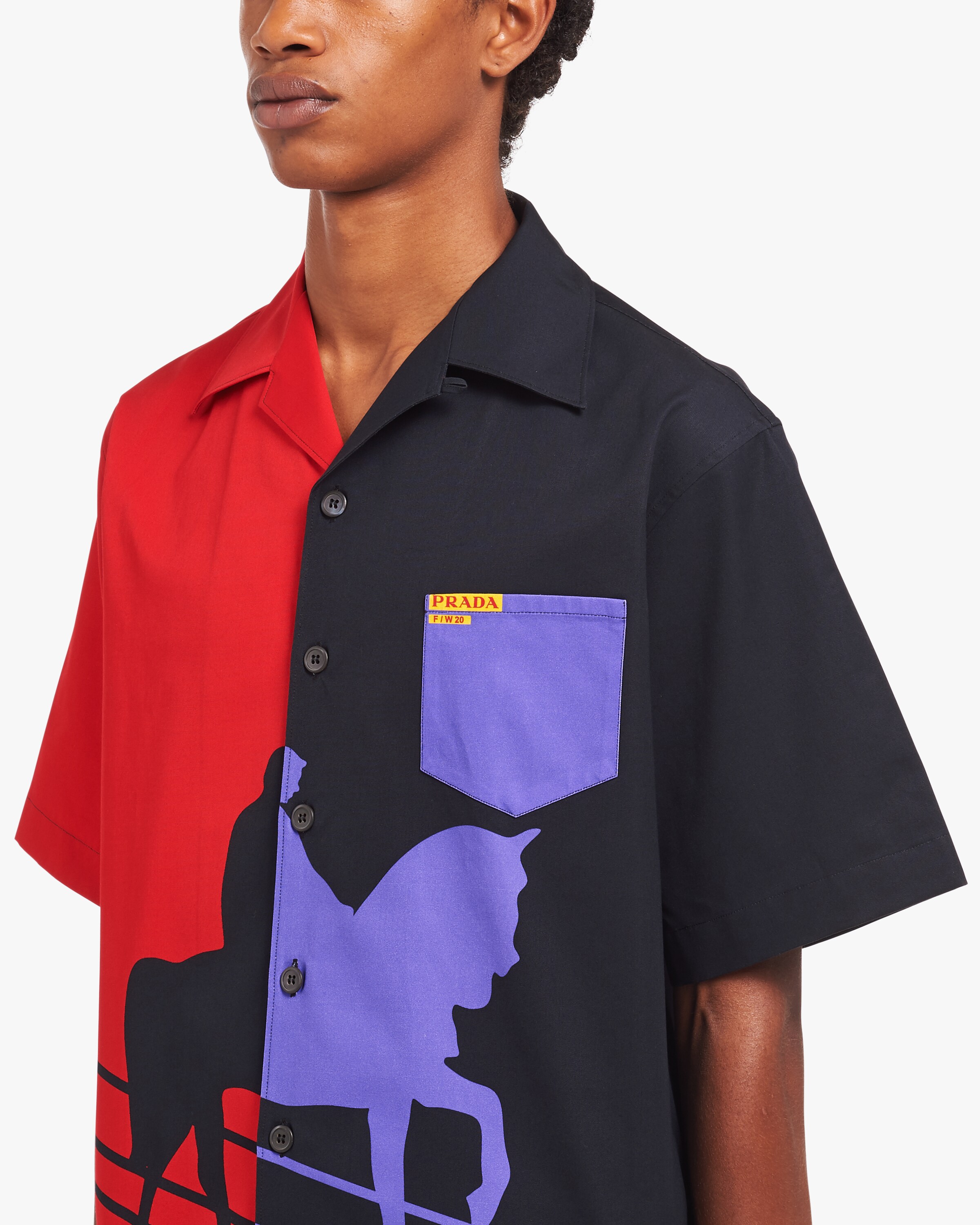 Black/red Double Match heavy cotton shirt | Prada