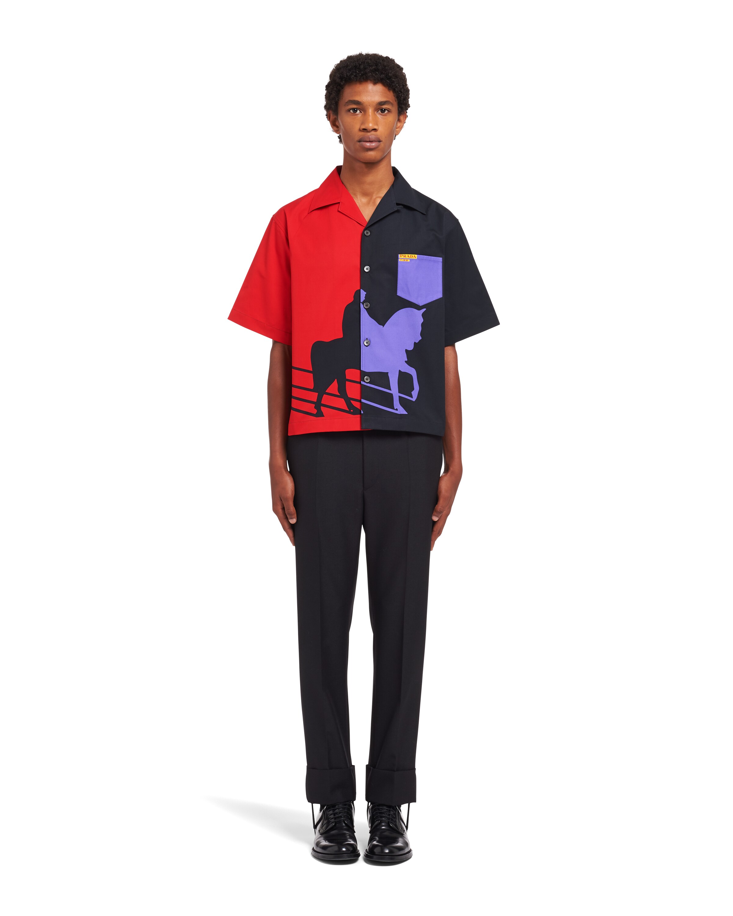 Black/red Double Match heavy cotton shirt | Prada