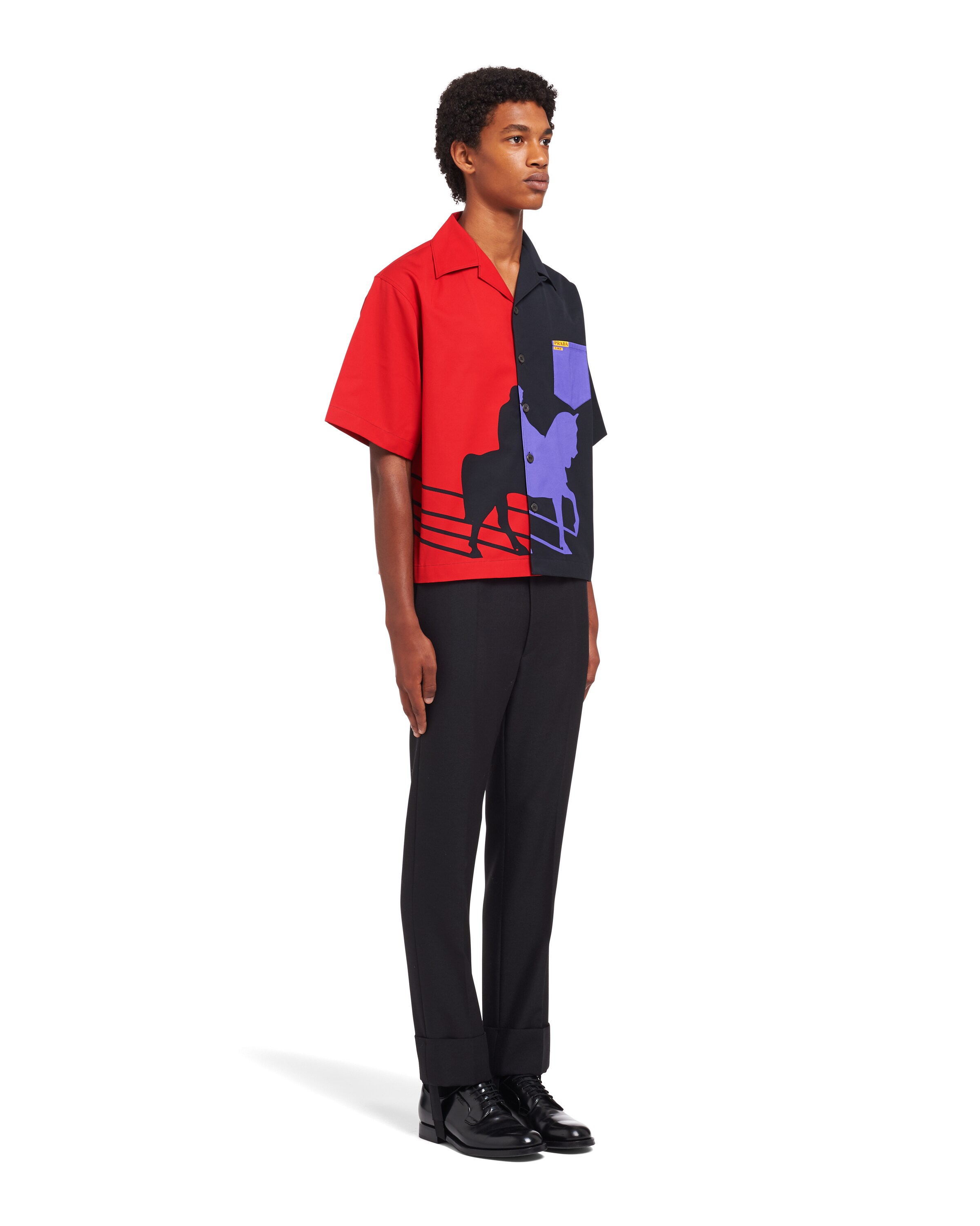 Black/red Double Match heavy cotton shirt | Prada