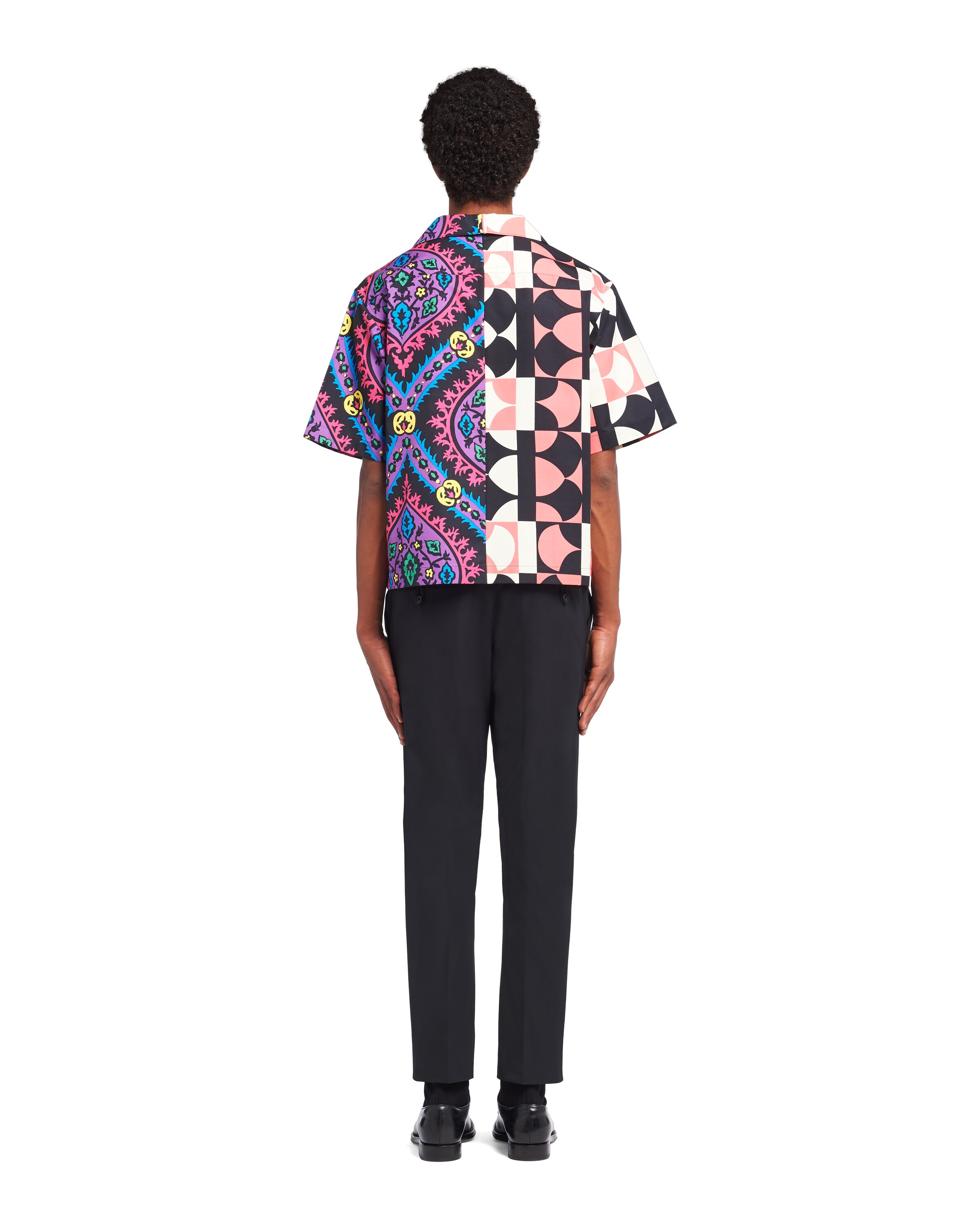 Black/begonia Pink Double Match heavy cotton shirt | Prada