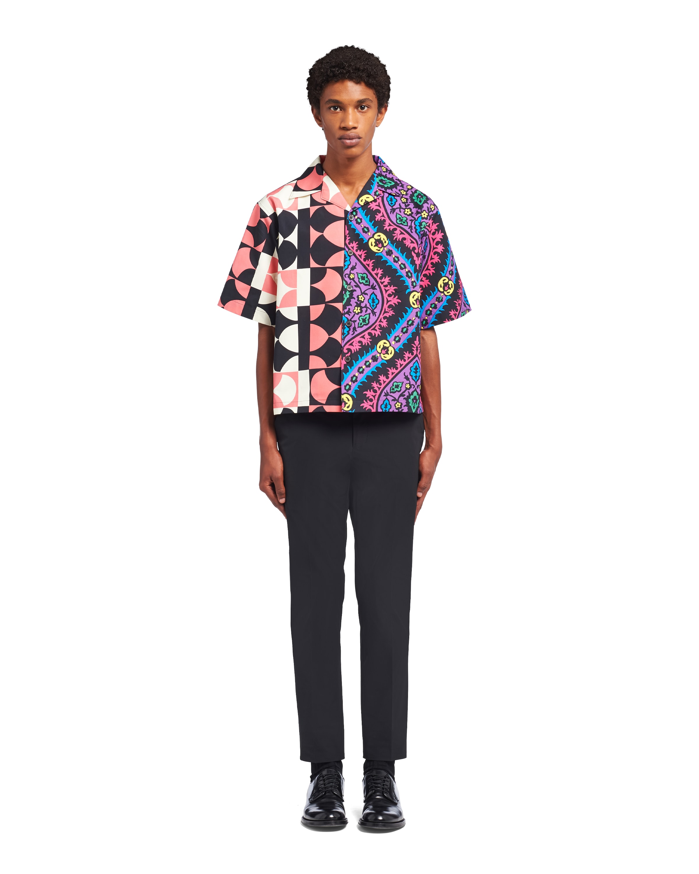Black/begonia Pink Double Match heavy cotton shirt | Prada