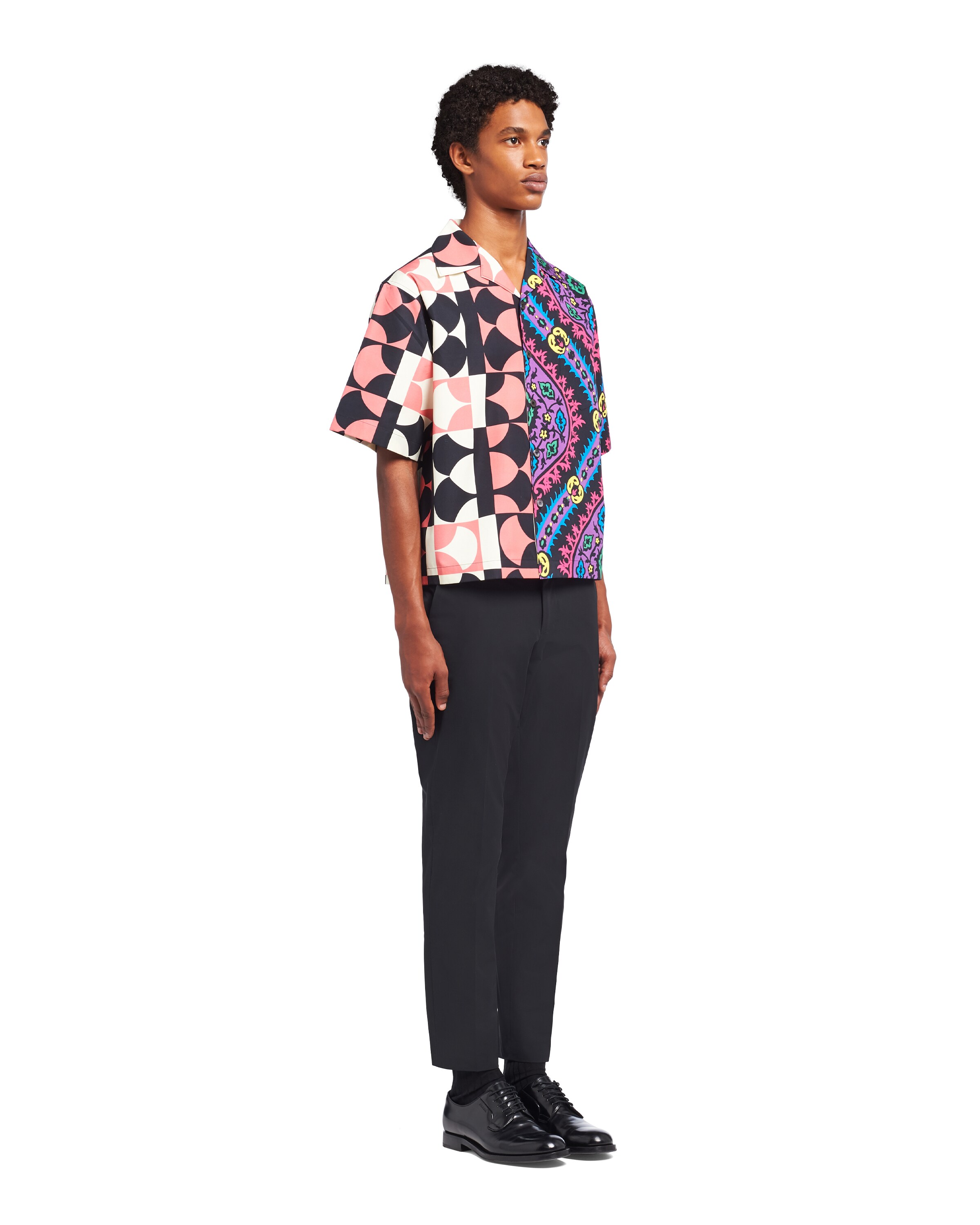 Black/begonia Pink Double Match heavy cotton shirt | Prada