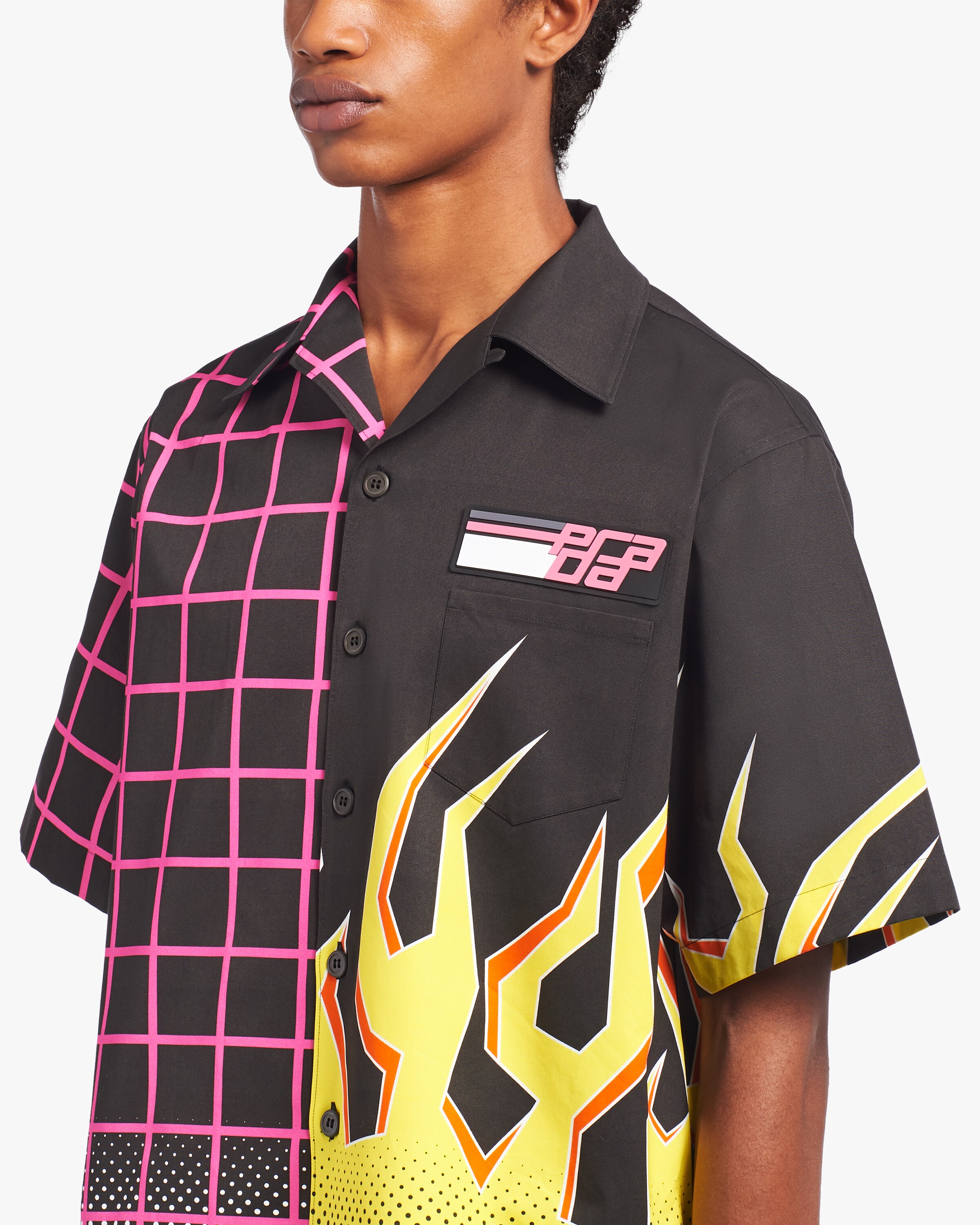 Yellow/pink Double Match heavy cotton shirt | Prada