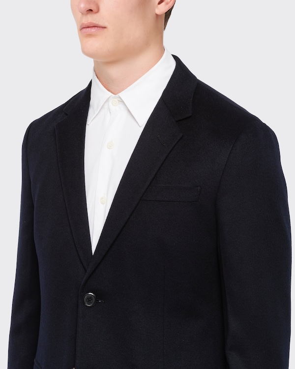 Navy Single-breasted Cashmere Jacket | PRADA