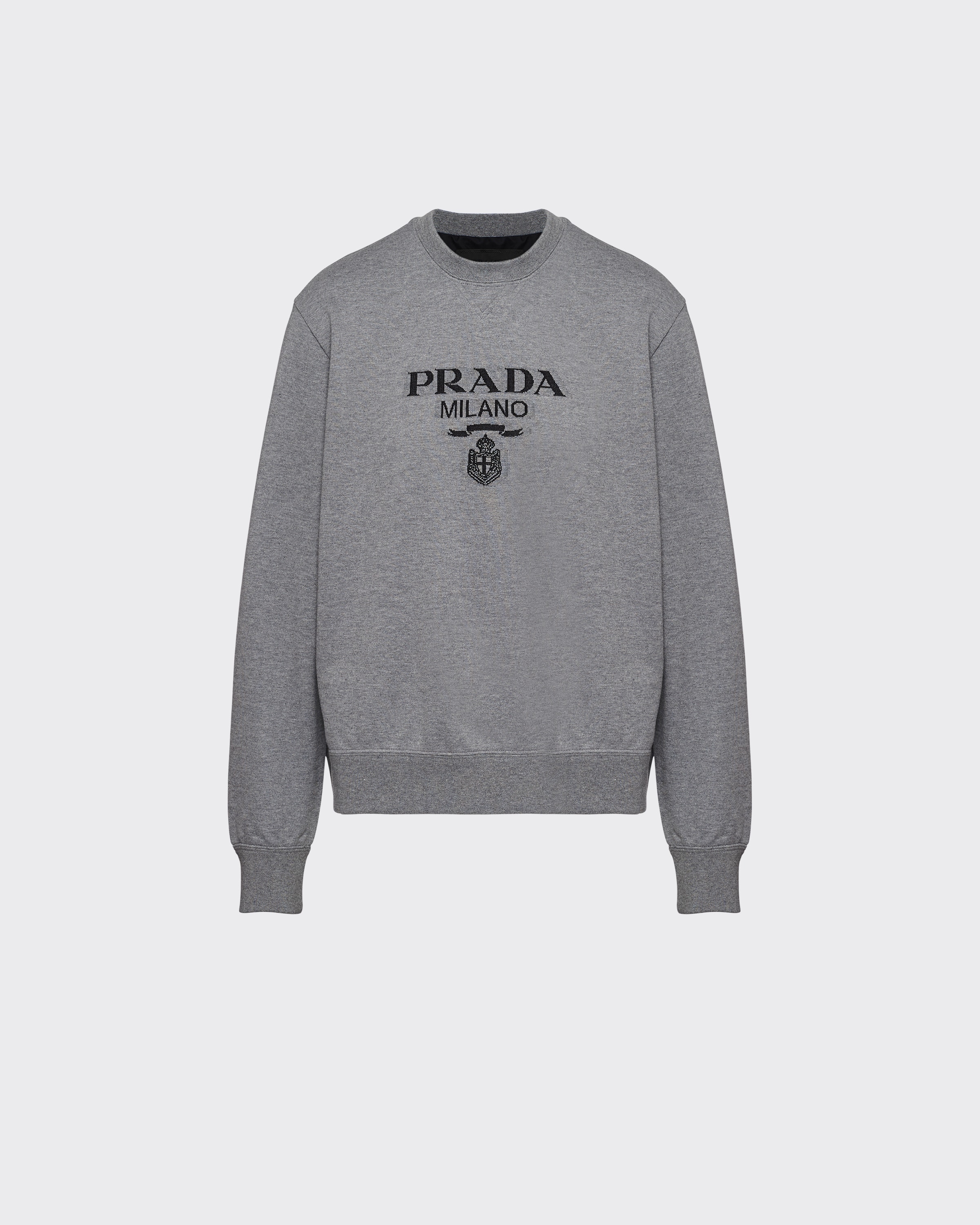 Gray/black Oversized Cotton Jersey Logo Sweatshirt | PRADA