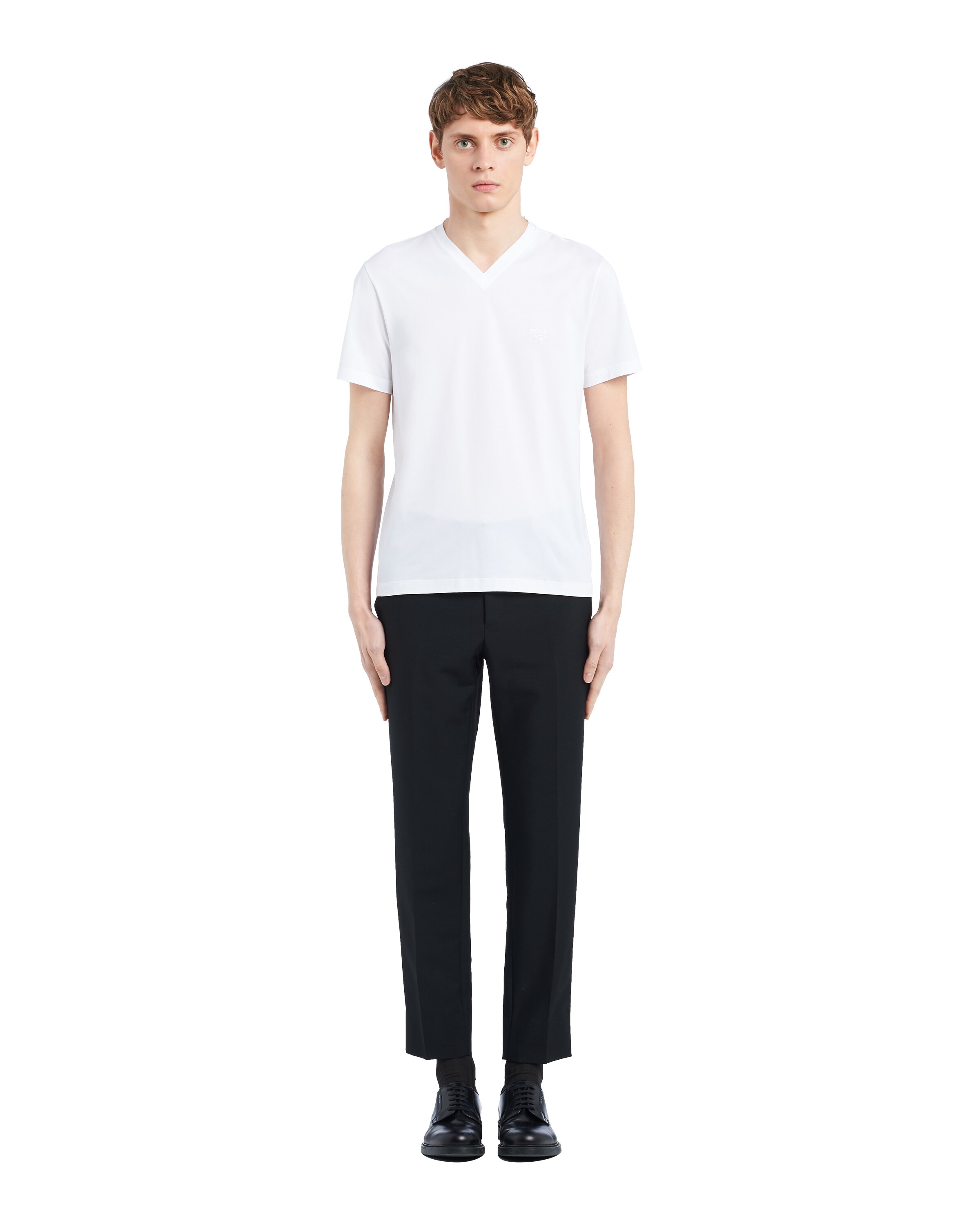 White Stretch cotton T-shirt | Prada