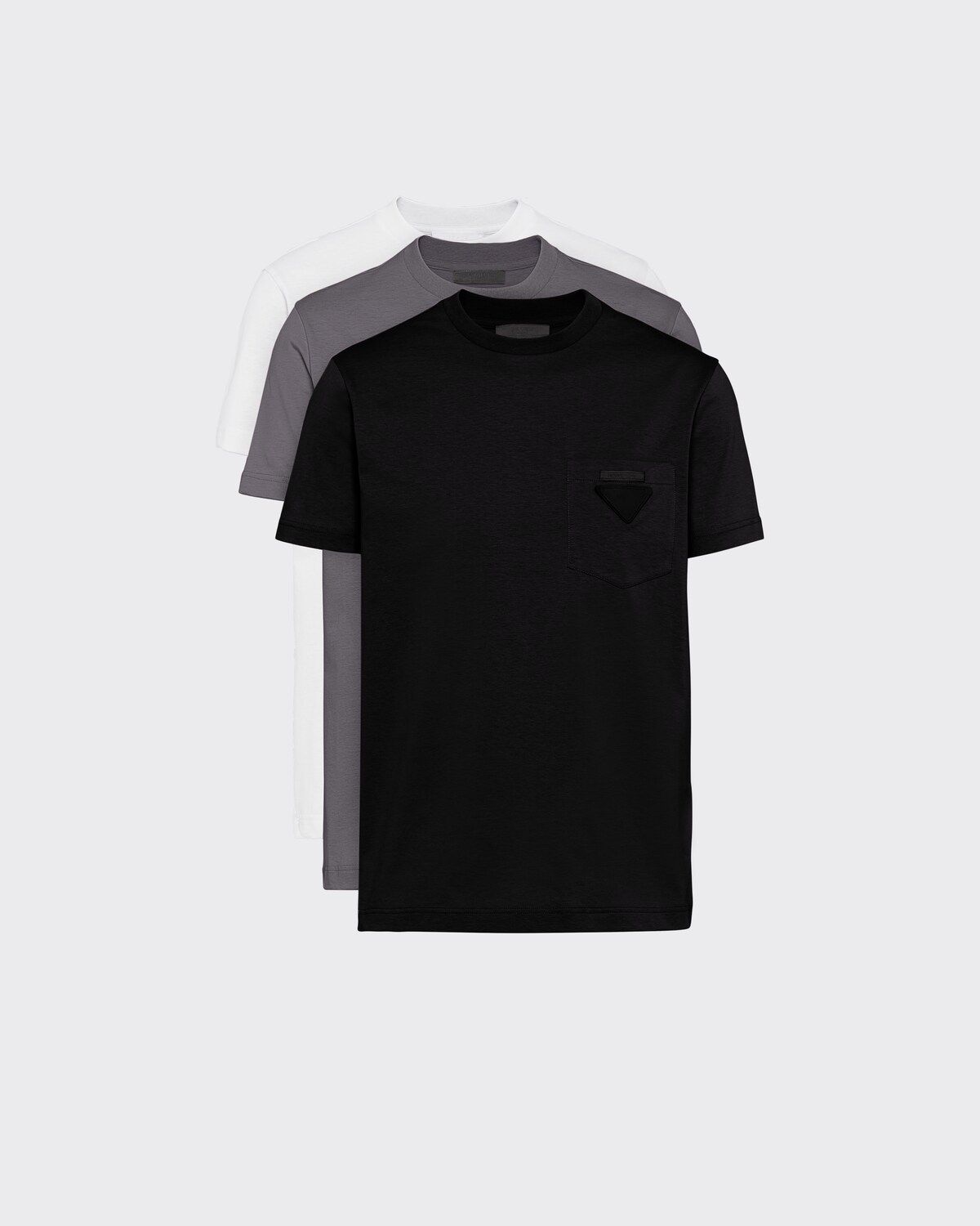 Black / Iron Gray / White Jersey T-shirt, Three-pack | PRADA