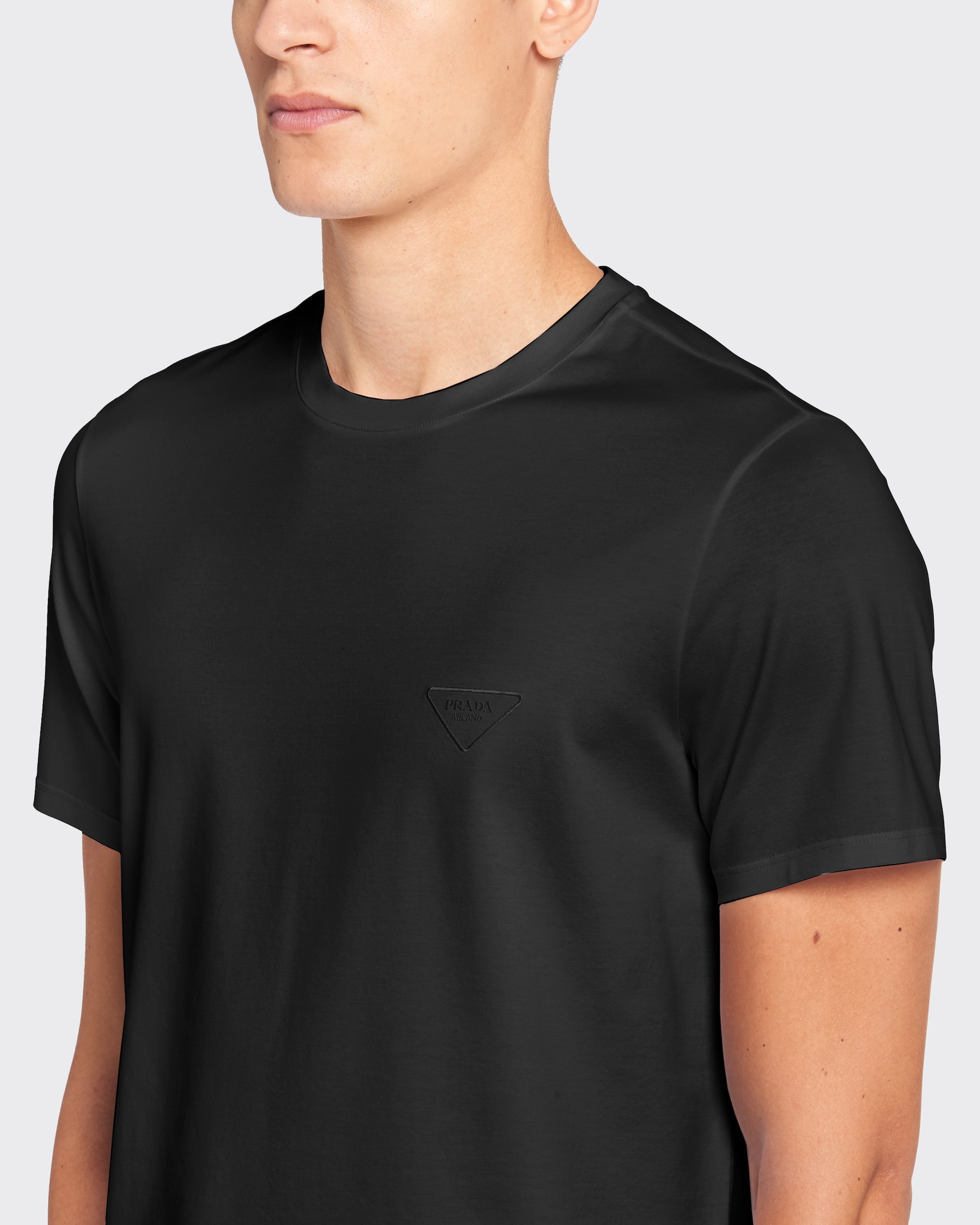 Black Stretch Cotton T-shirt | PRADA