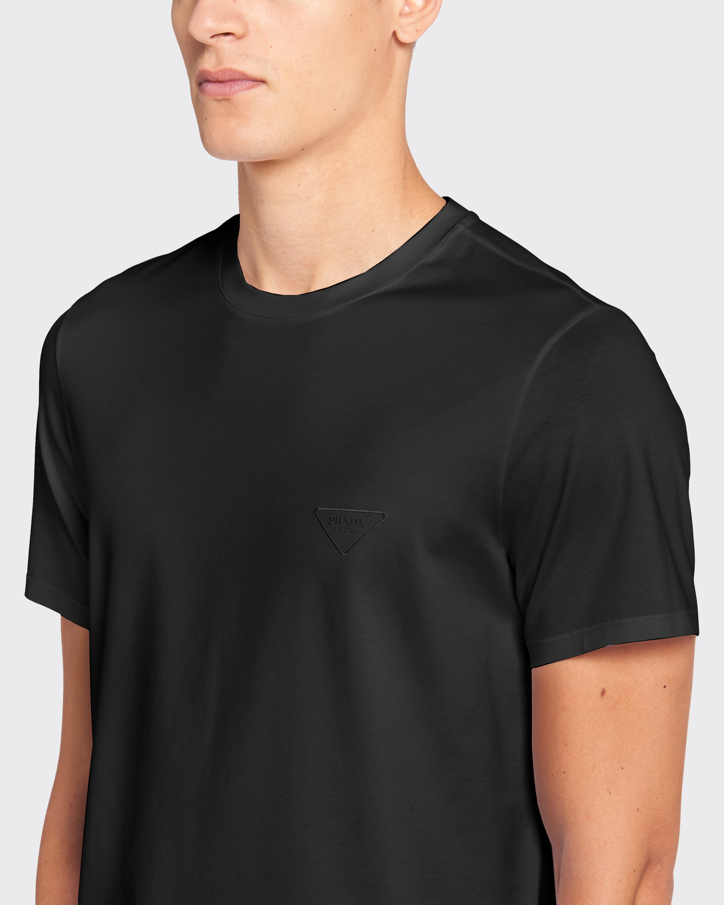 Black Stretch Cotton T-shirt | PRADA