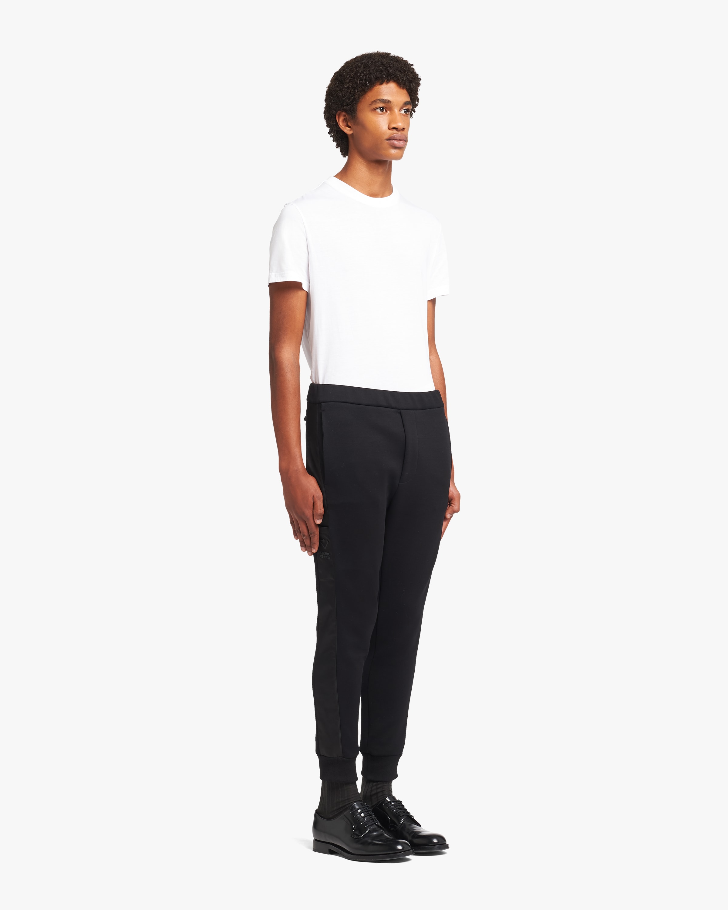 Pantalon de survêtement avec détails en nylon Noir/noir | Prada