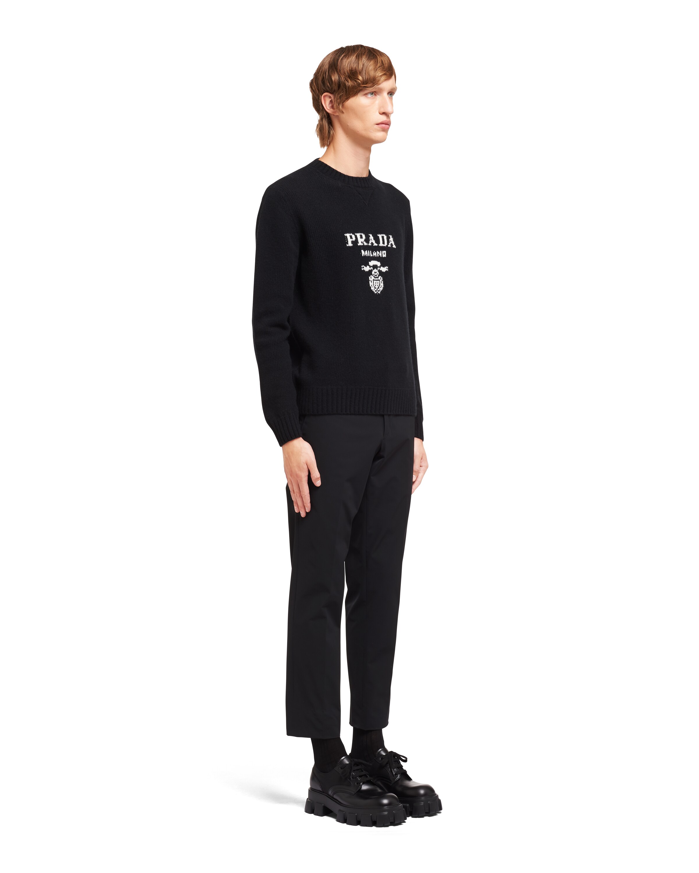 Black Wool and cashmere crew-neck sweater | Prada