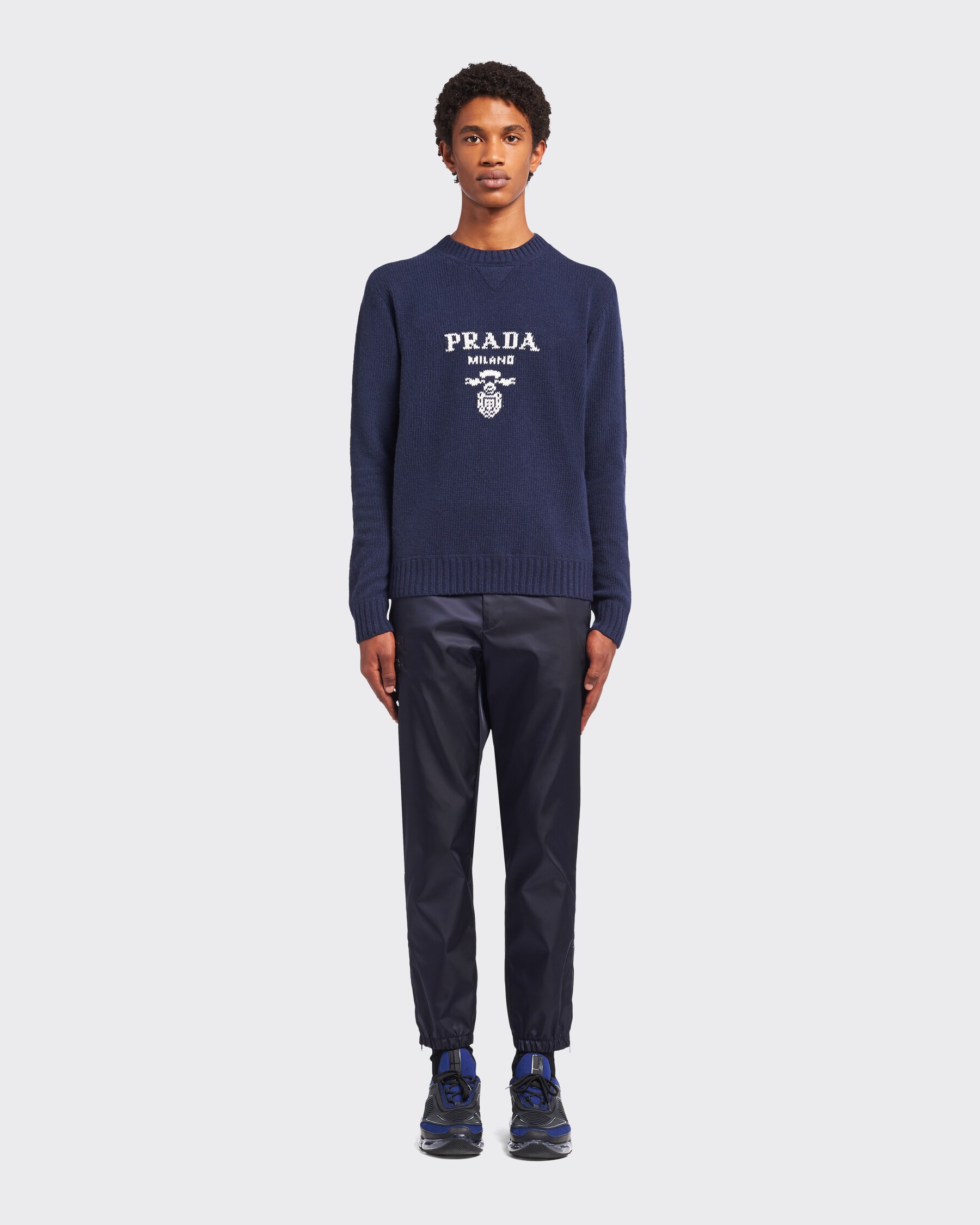 Navy Wool And Cashmere Crew-neck Sweater | PRADA