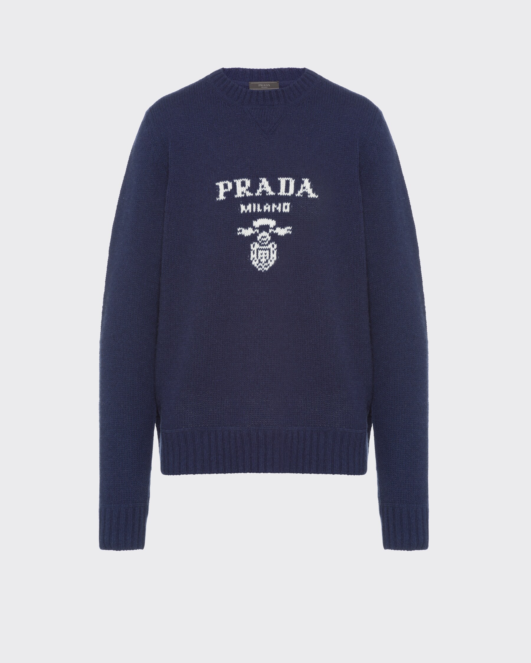 Navy Wool And Cashmere Crew-neck Sweater | PRADA