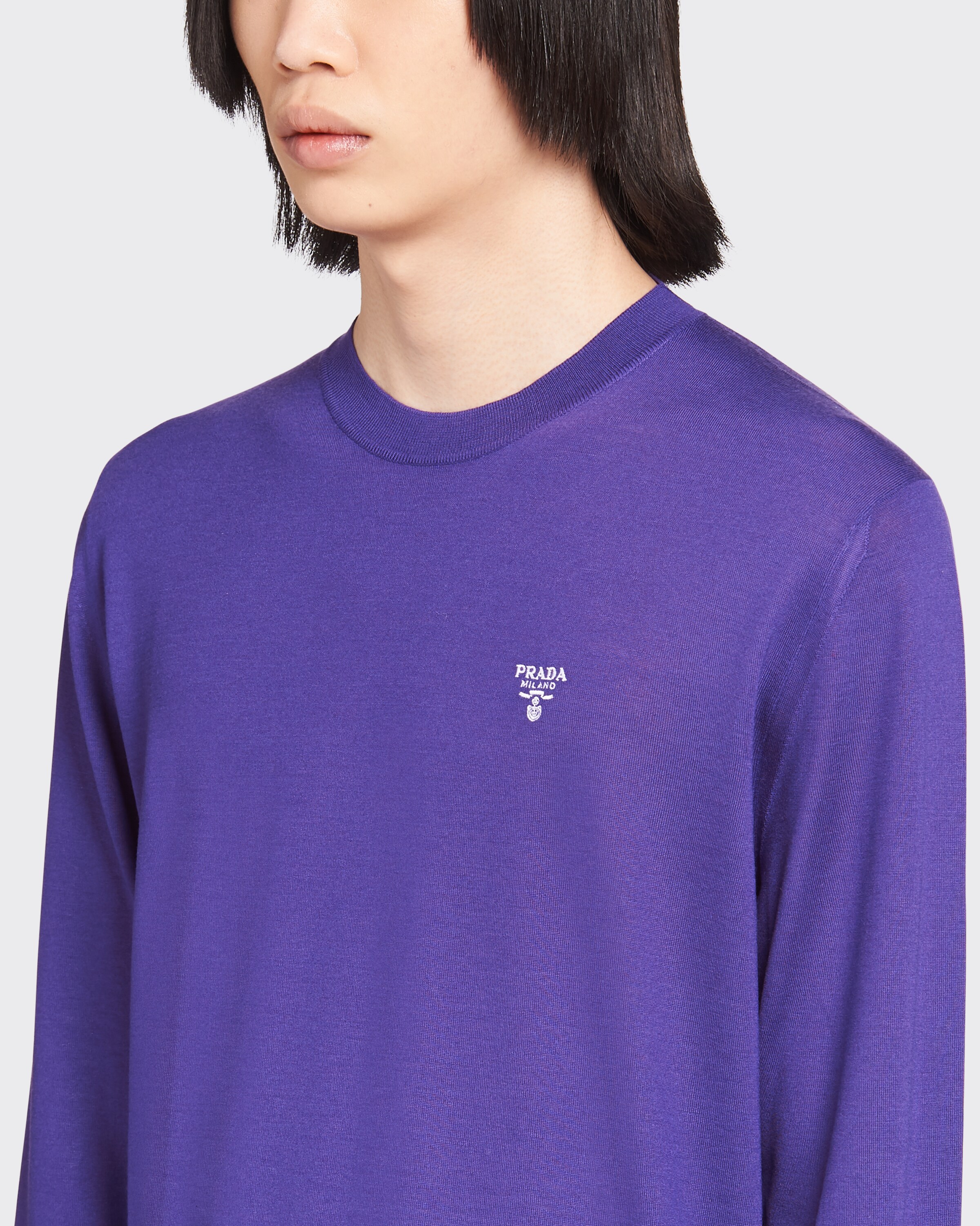 Violet Superfine Wool Crew-neck Sweater | PRADA