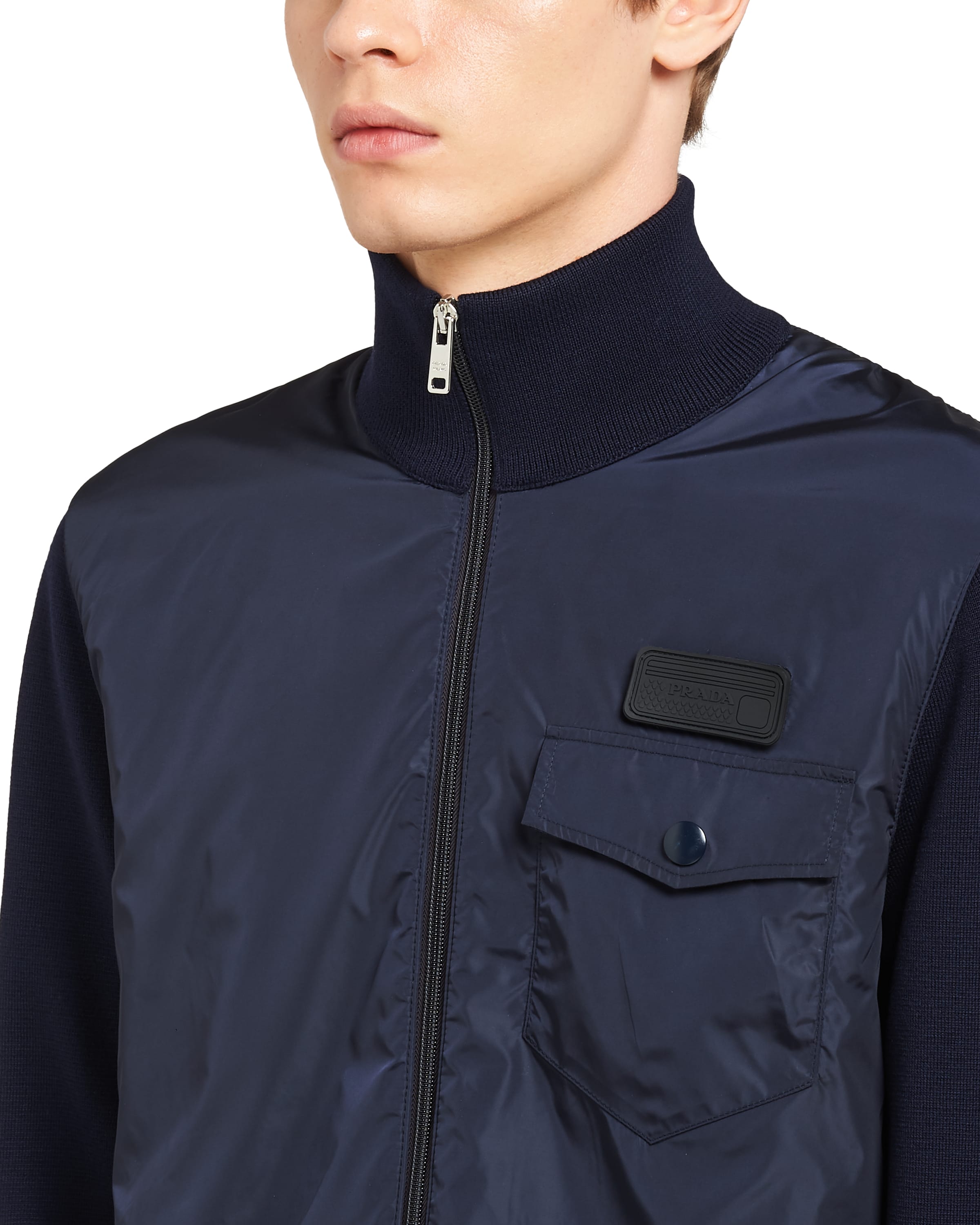 Navy Punto Stoffa knit cardigan | Prada