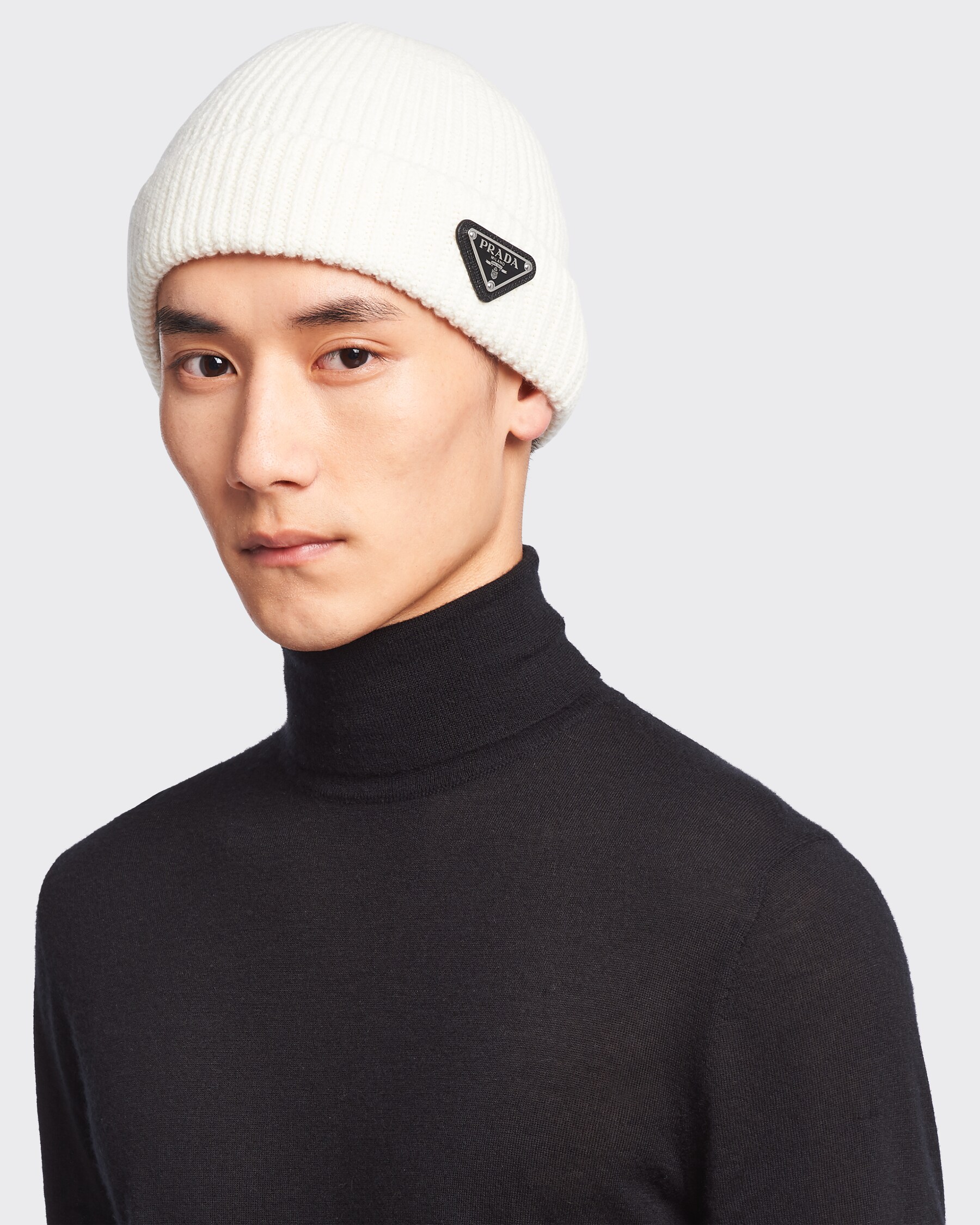 White Wool And Cashmere Beanie | PRADA