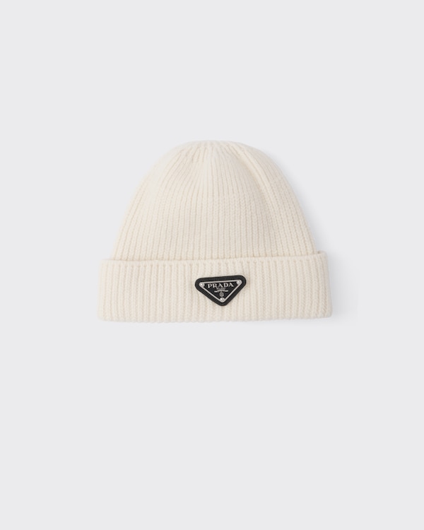 White Wool And Cashmere Beanie | PRADA