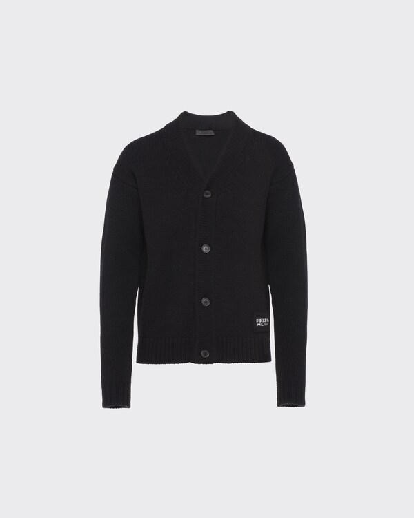 Black Cashmere Knit Cardigan | PRADA