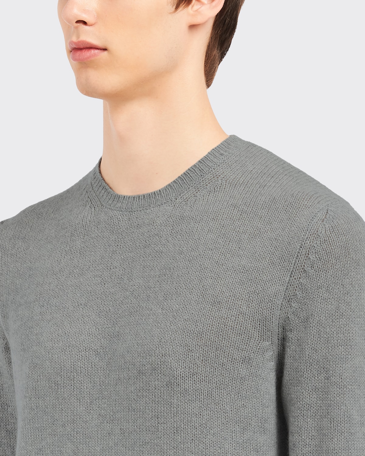 Slate Gray Cashmere Crew-neck Sweater | PRADA