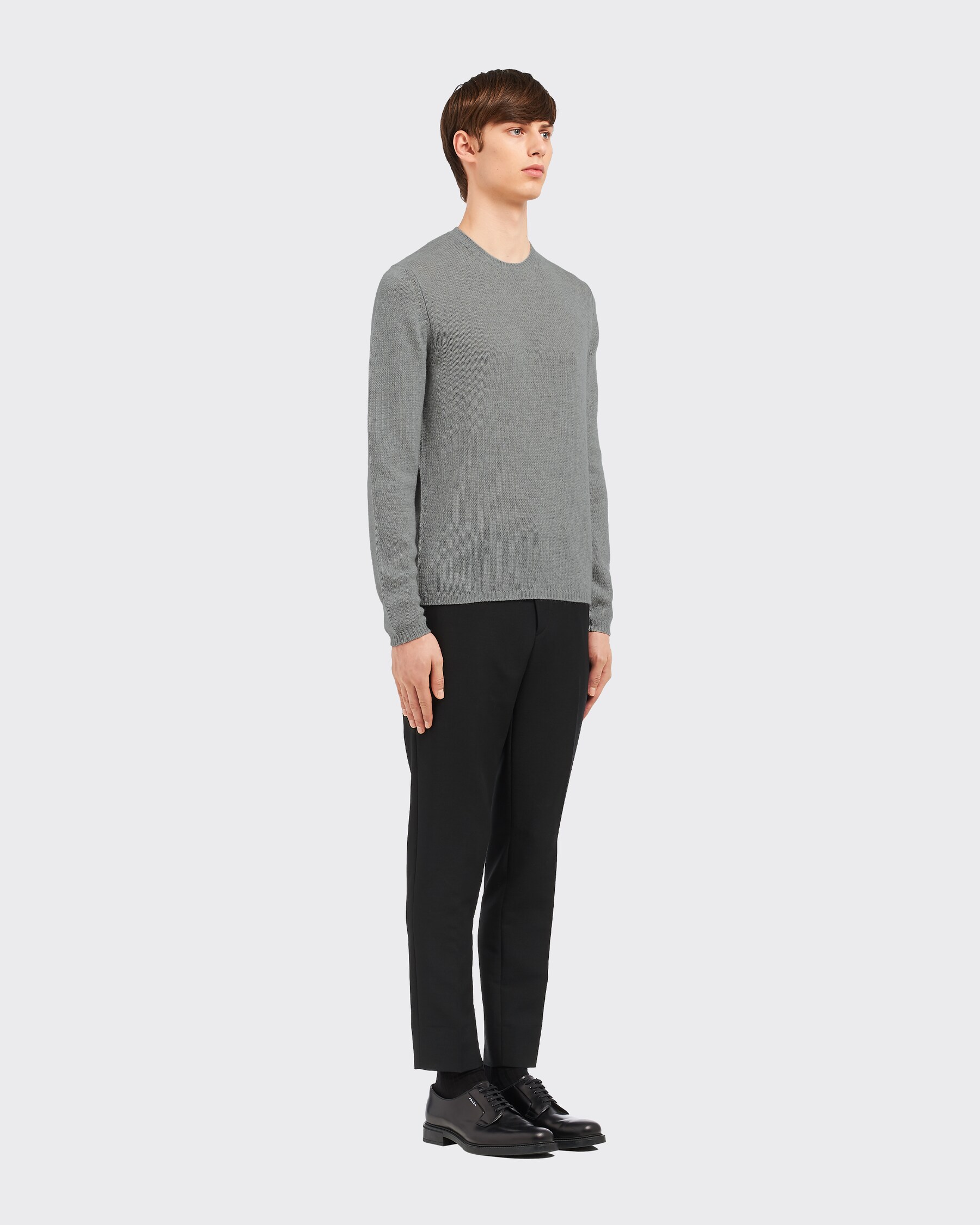 Slate Gray Cashmere Crew-neck Sweater | PRADA