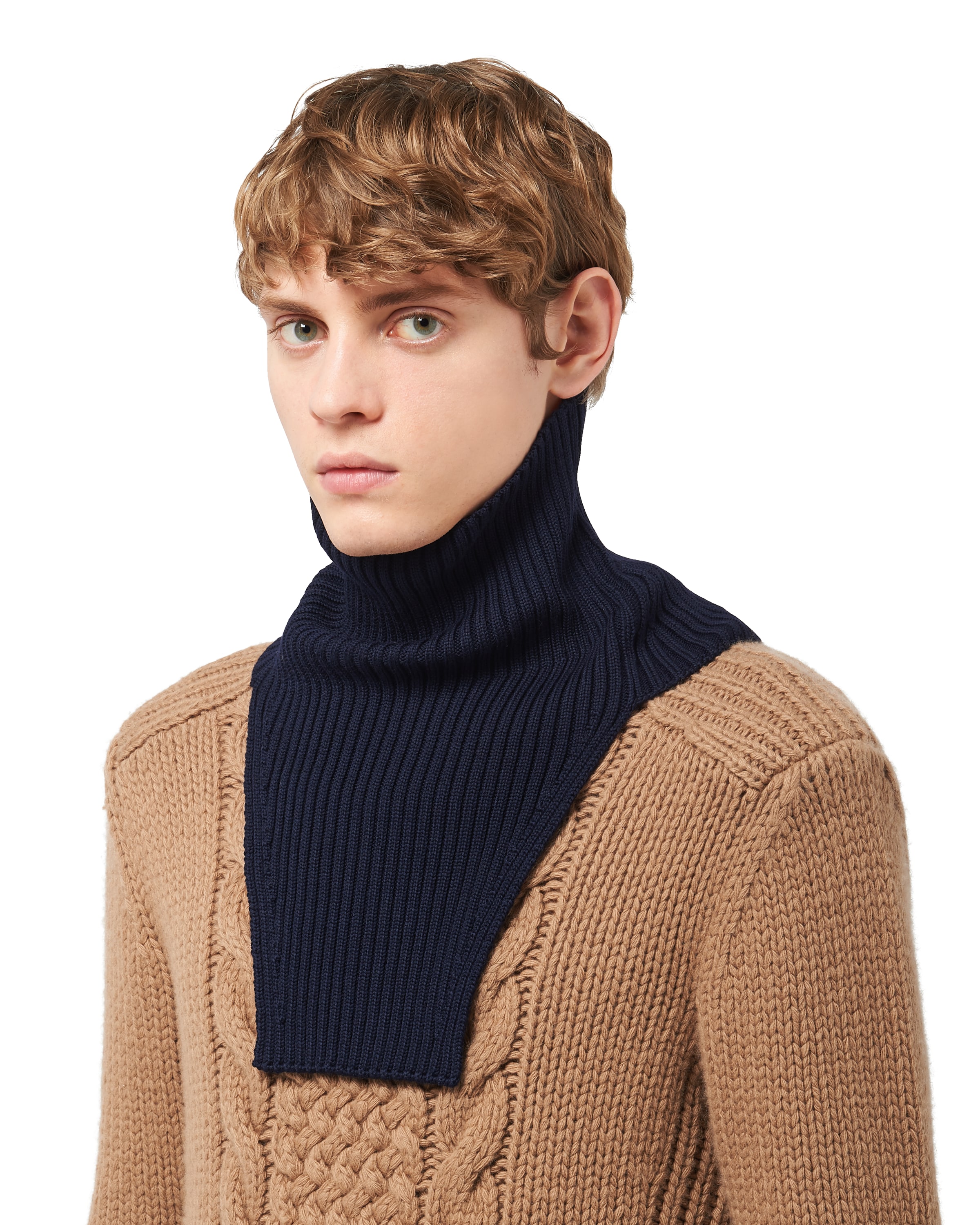 Navy Ribbed knit neck warmer | Prada
