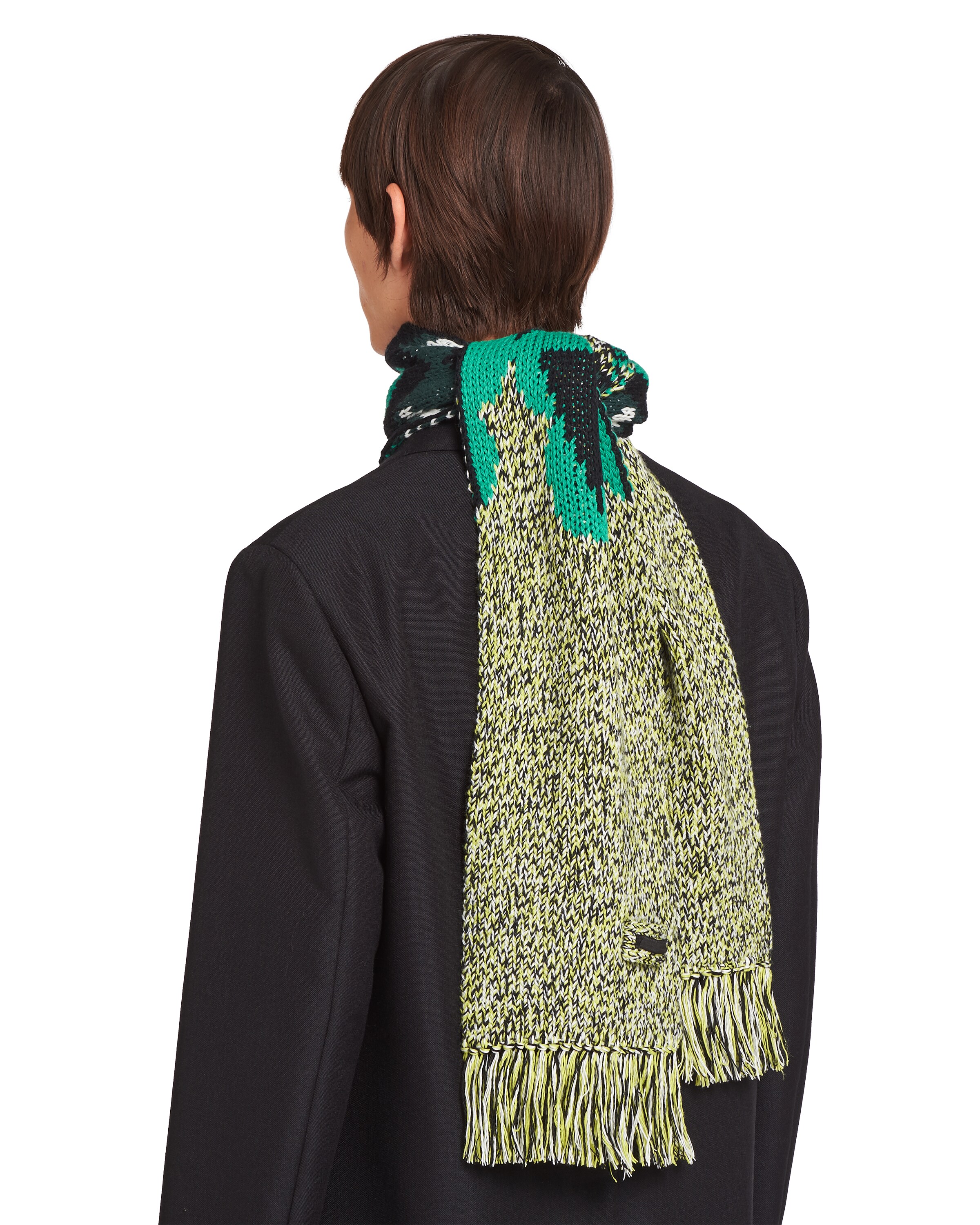 Black/acid Green Wool and cashmere scarf | Prada