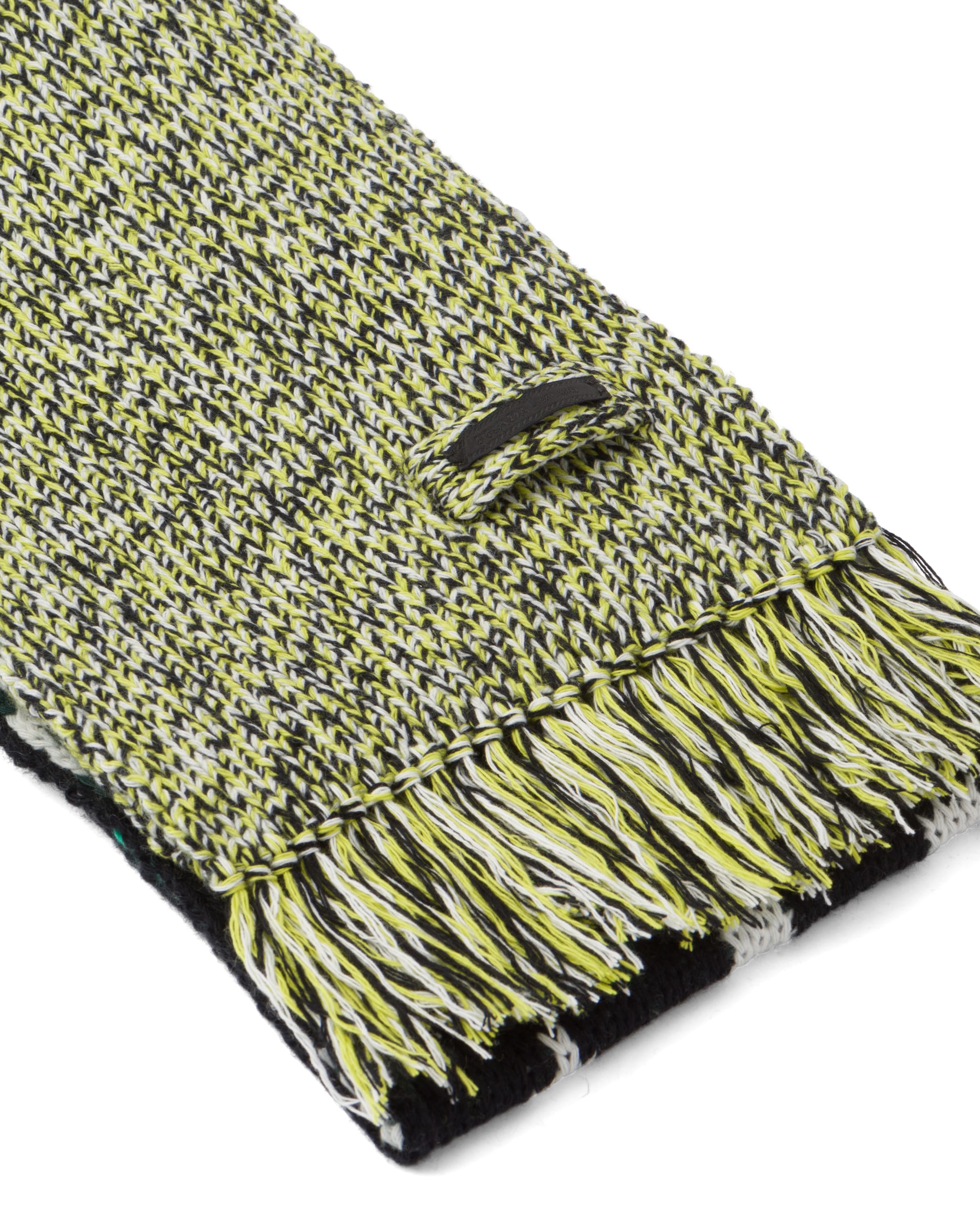 Black/acid Green Wool and cashmere scarf | Prada