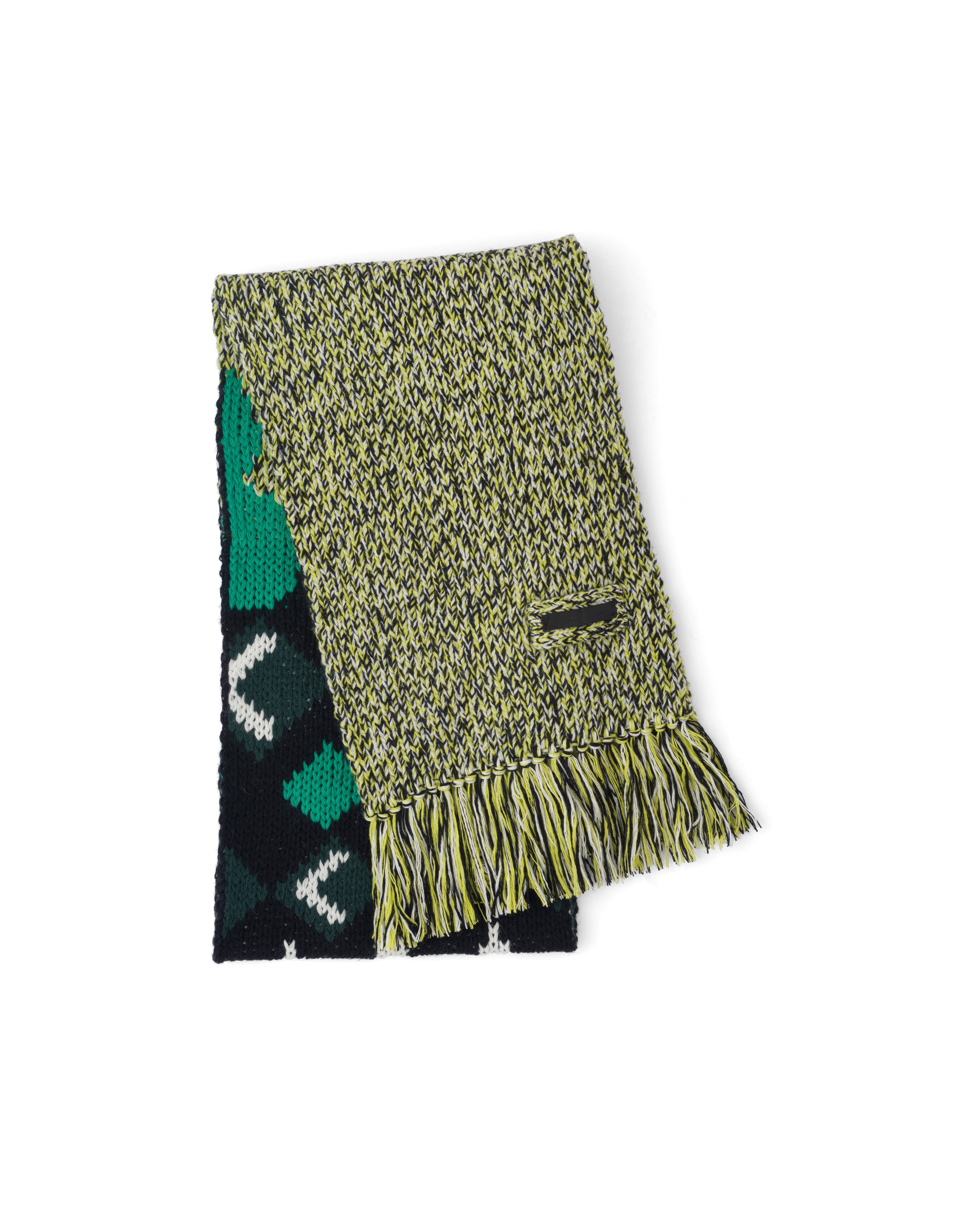 Black/acid Green Wool and cashmere scarf | Prada