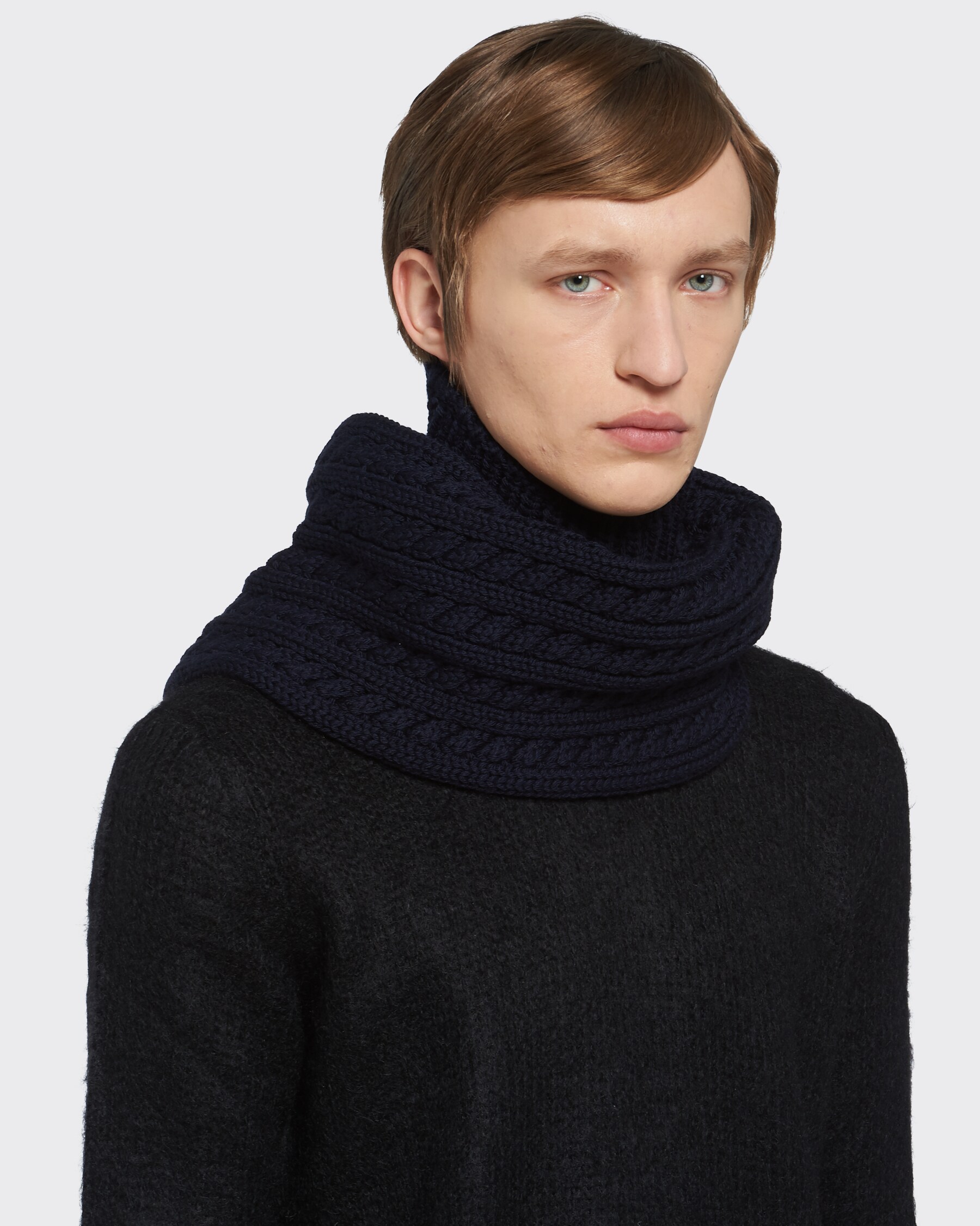 Navy Wool Scarf | PRADA
