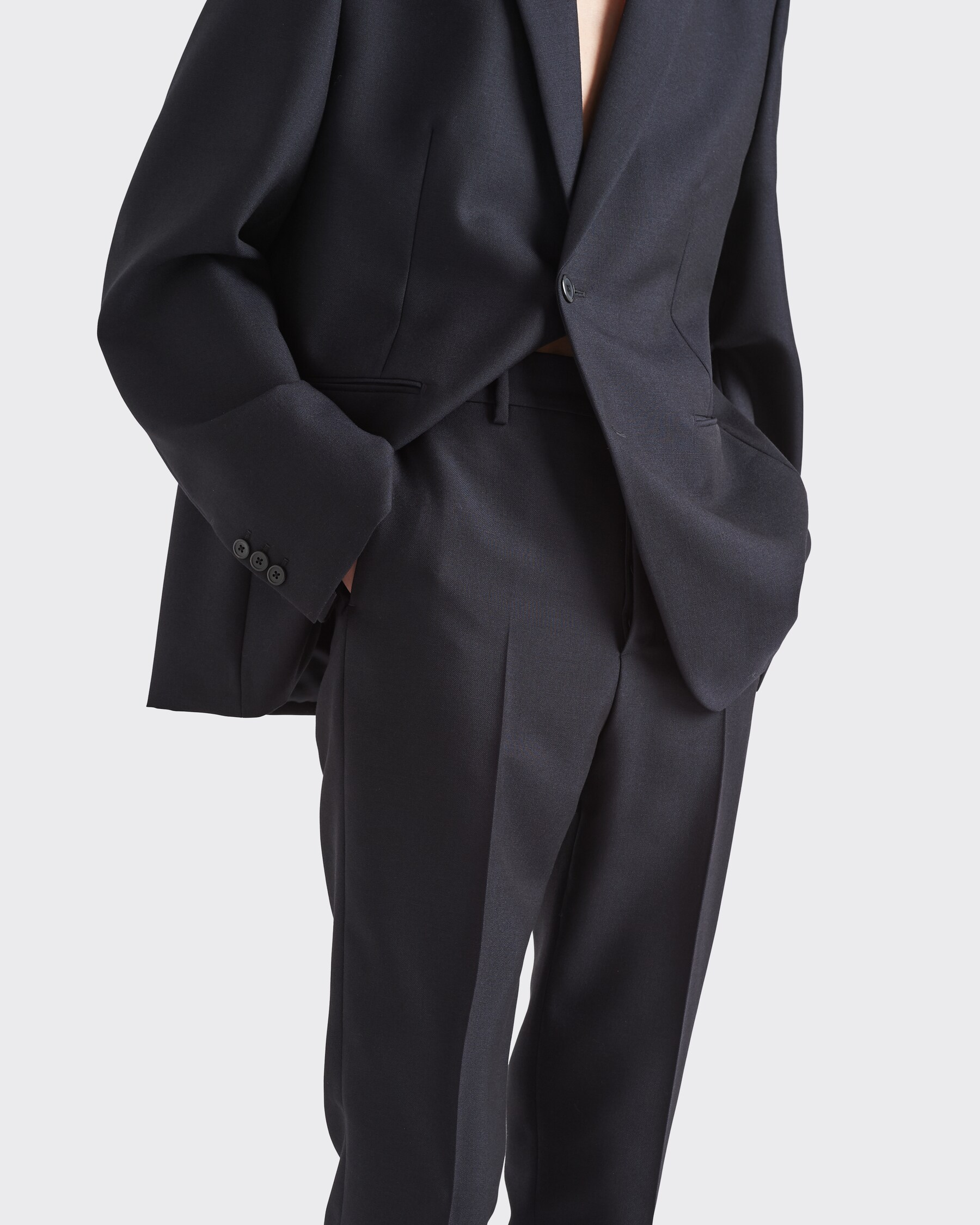 Navy Wool And Mohair Pants | PRADA