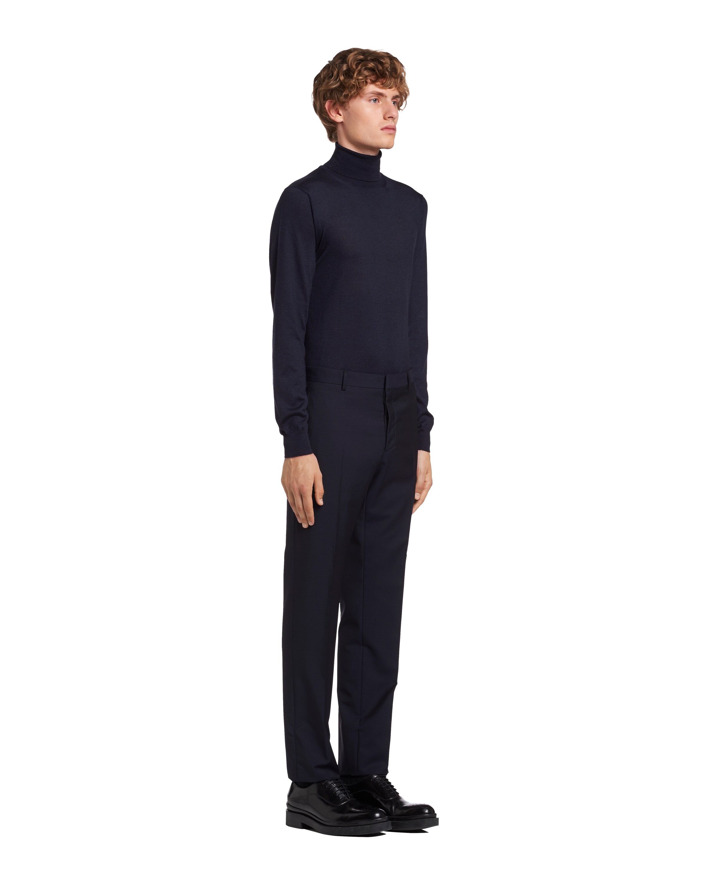Navy Slim-fit wool trousers | Prada