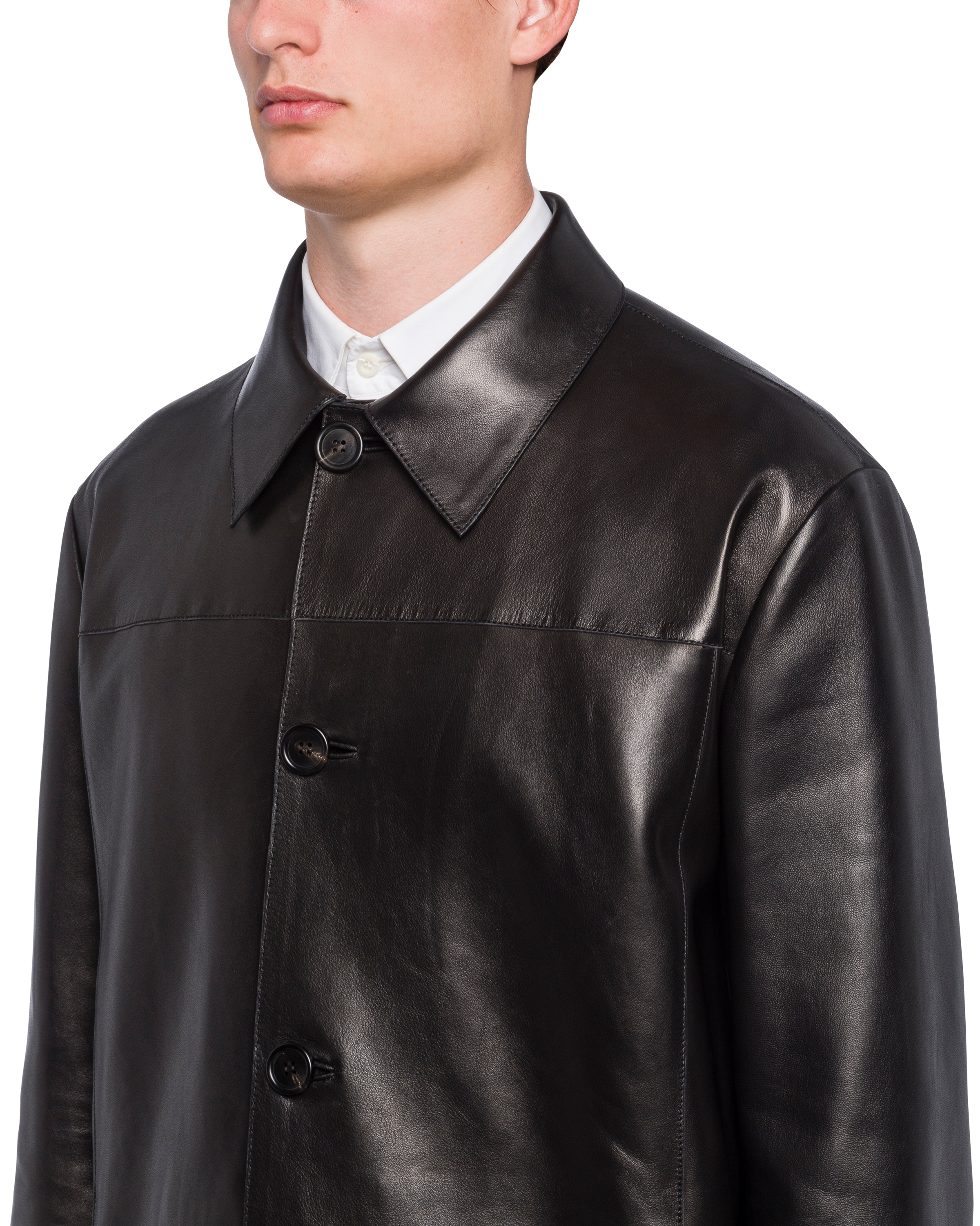Black Oversized nappa leather jacket | Prada