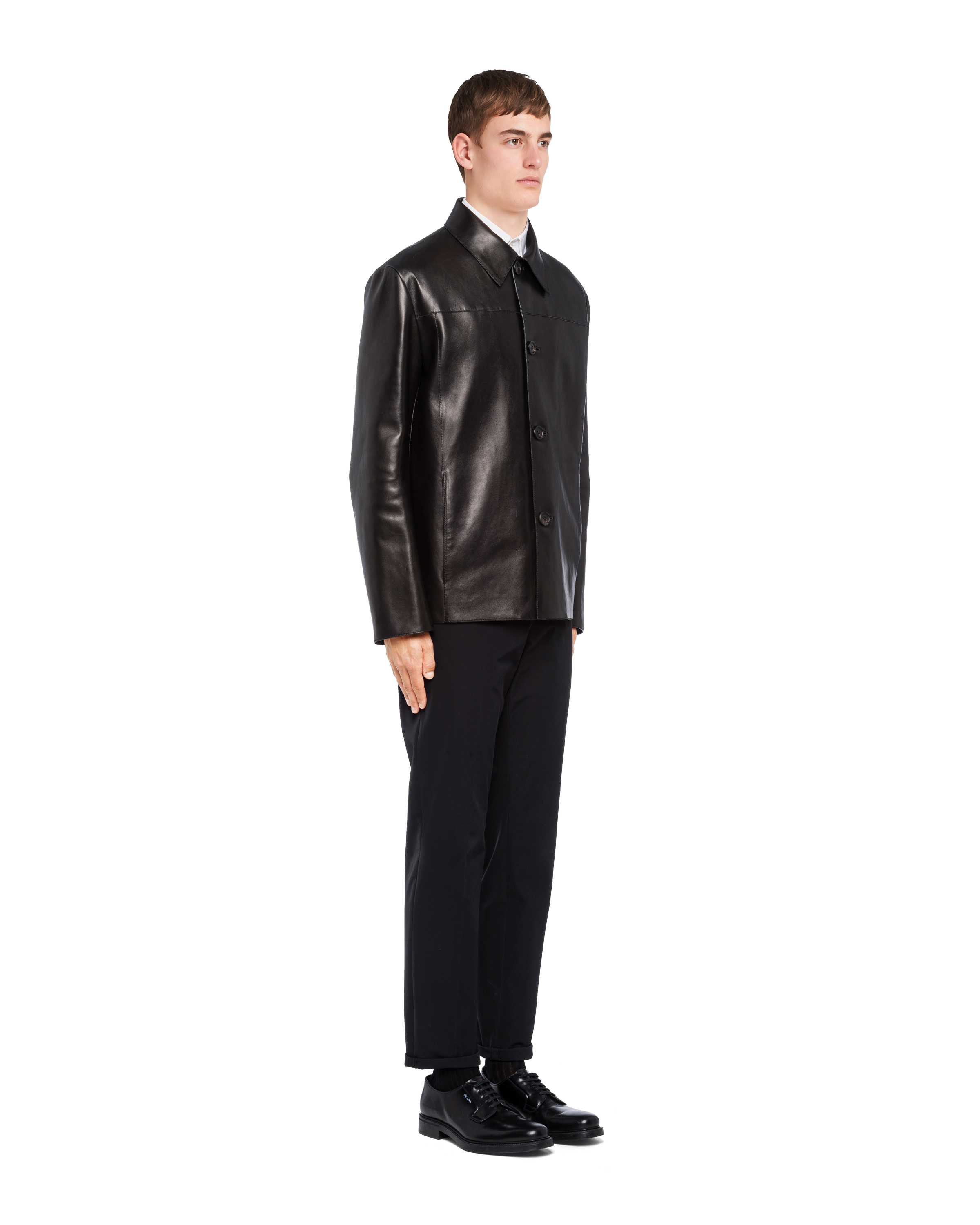 Black Oversized nappa leather jacket | Prada