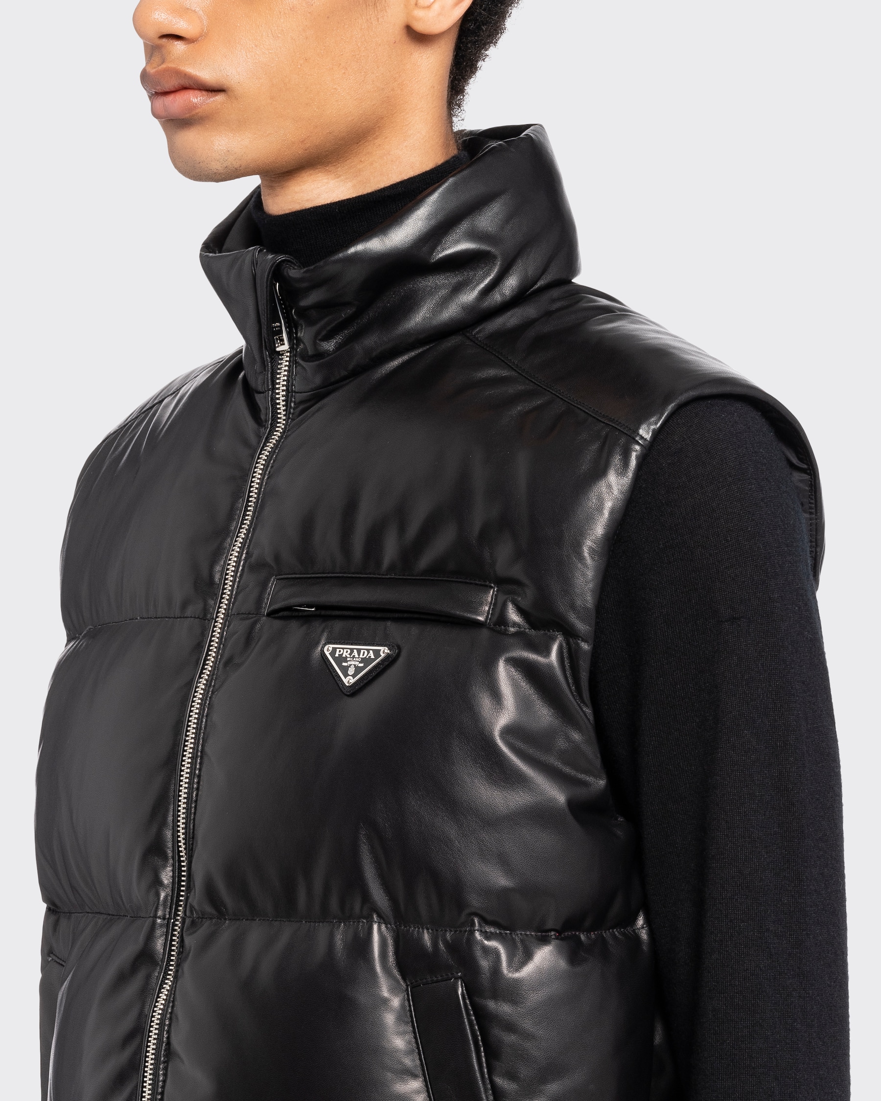 Black Padded Nappa Leather Vest | PRADA