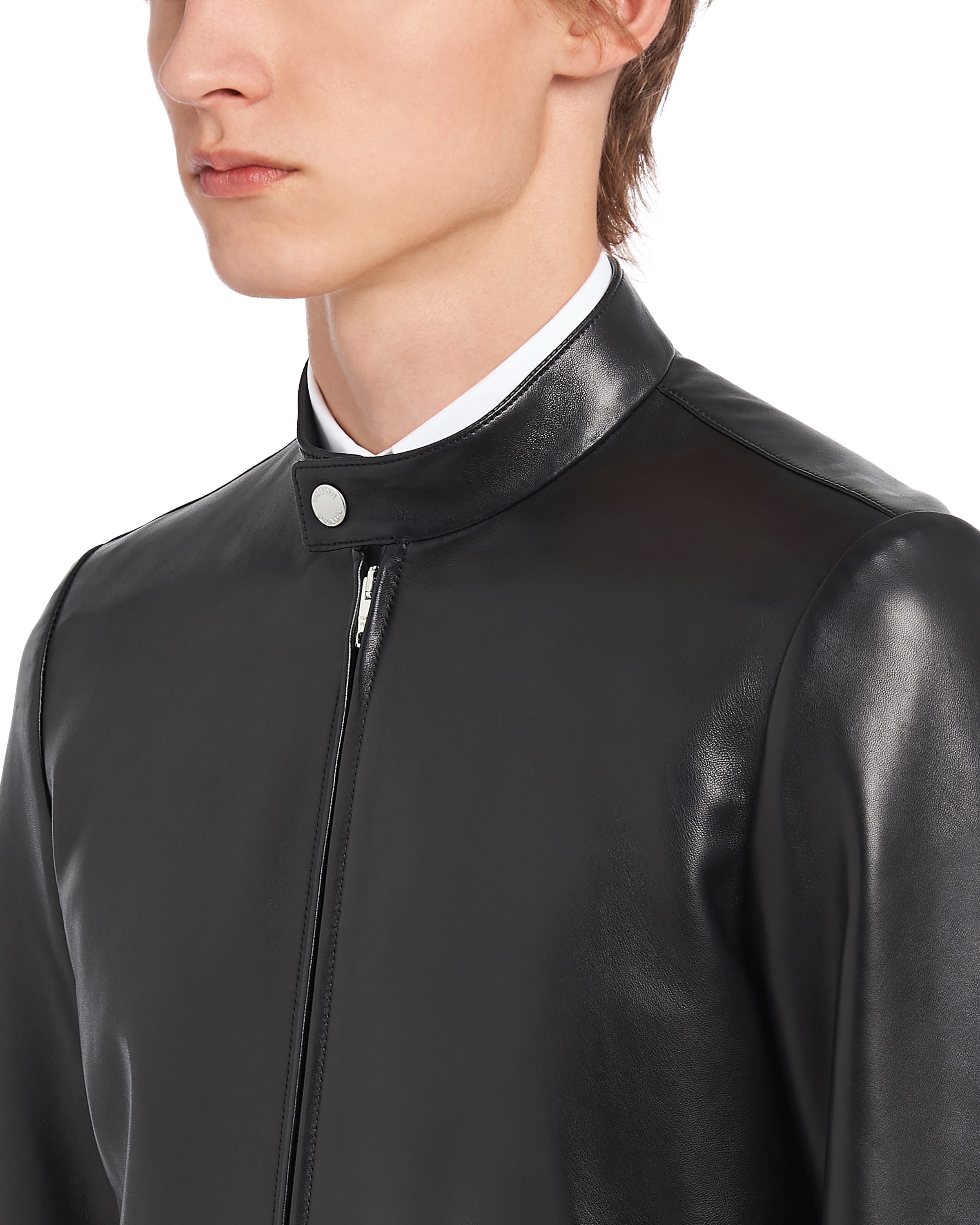 Black Nappa leather biker jacket | Prada