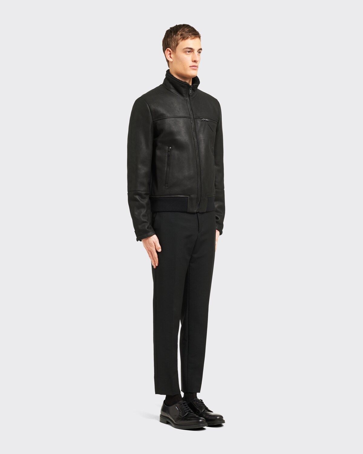 Black Sheepskin Bomber Jacket | PRADA